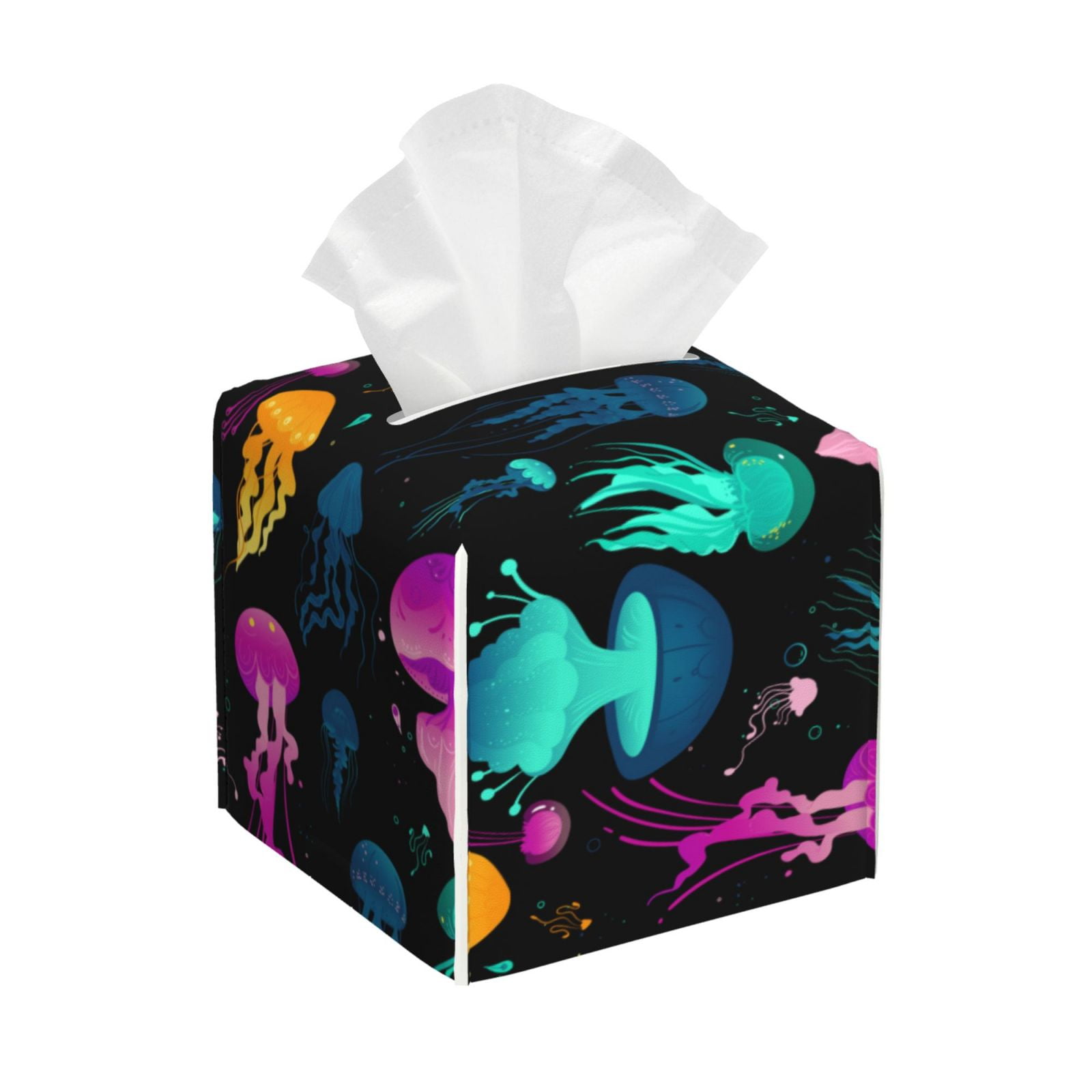 Leather Tissue Box Cover Square - Jellyfish Pattern No.9027 Waterproof ...