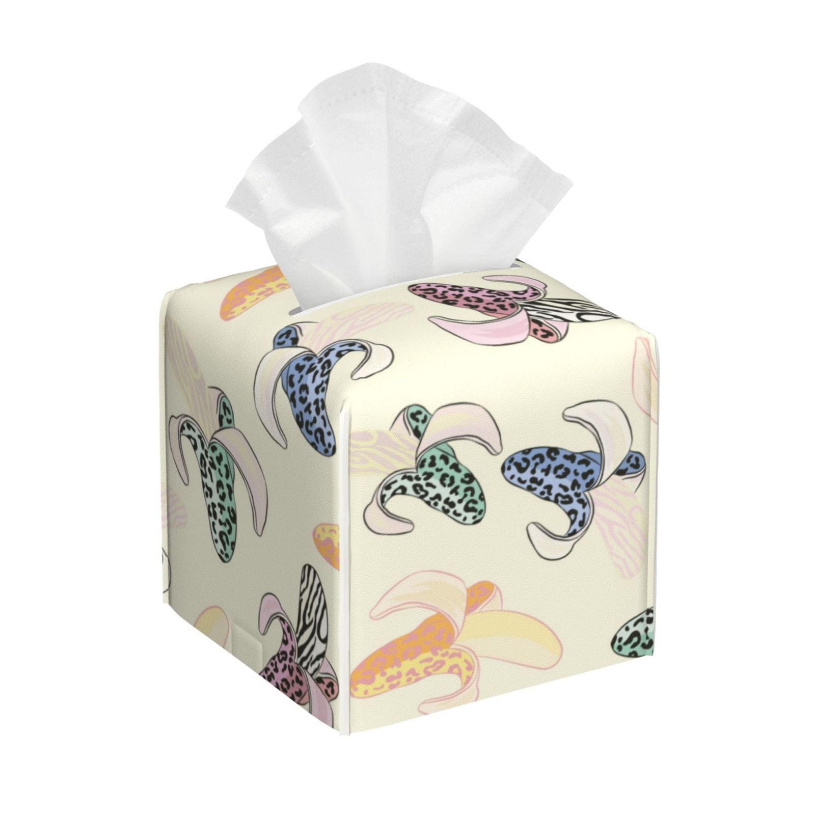 Leather Tissue Box Cover Square - Leopardprint Banana Waterproof Tissue ...