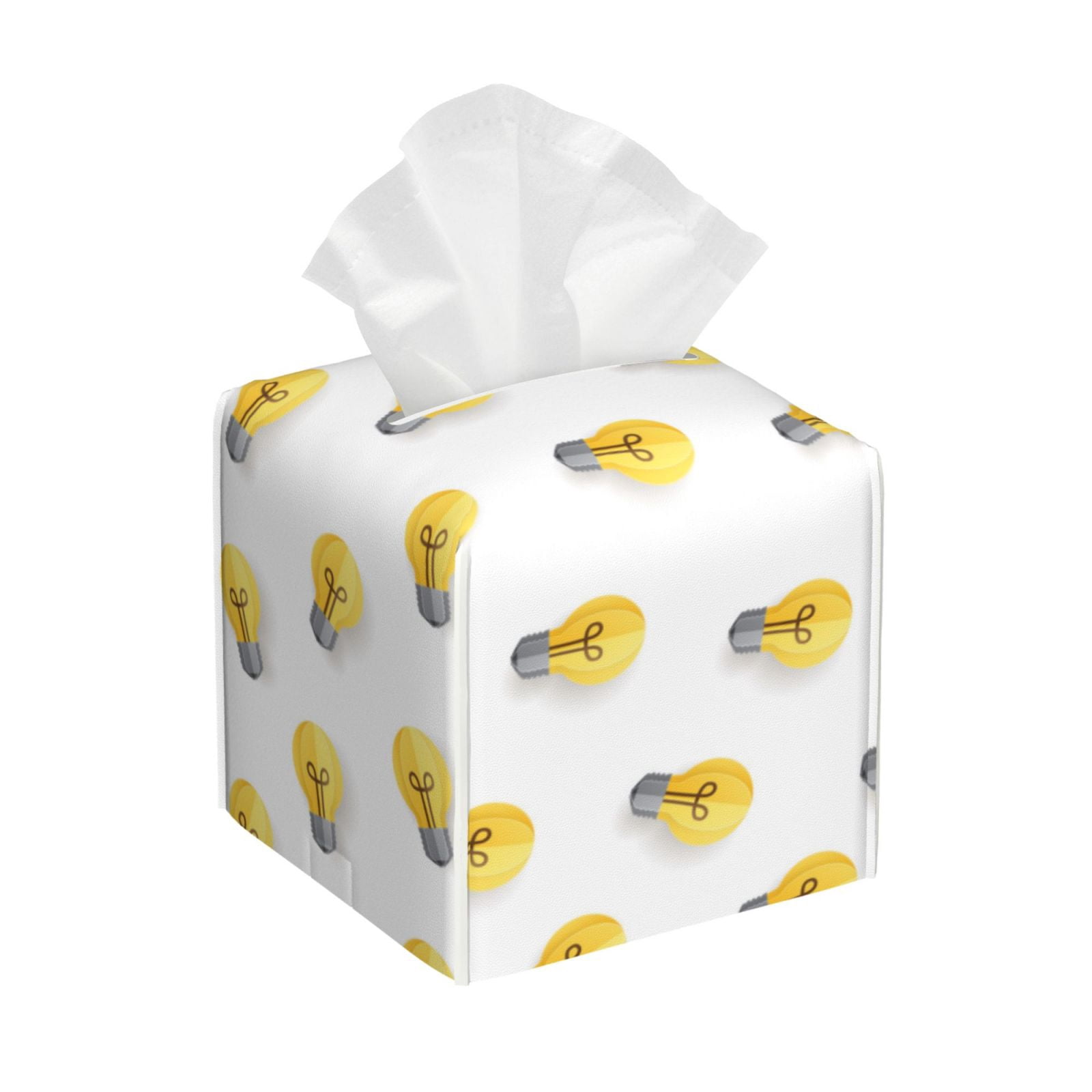 Leather Tissue Box Cover Square - Light Bulb Print white Waterproof ...