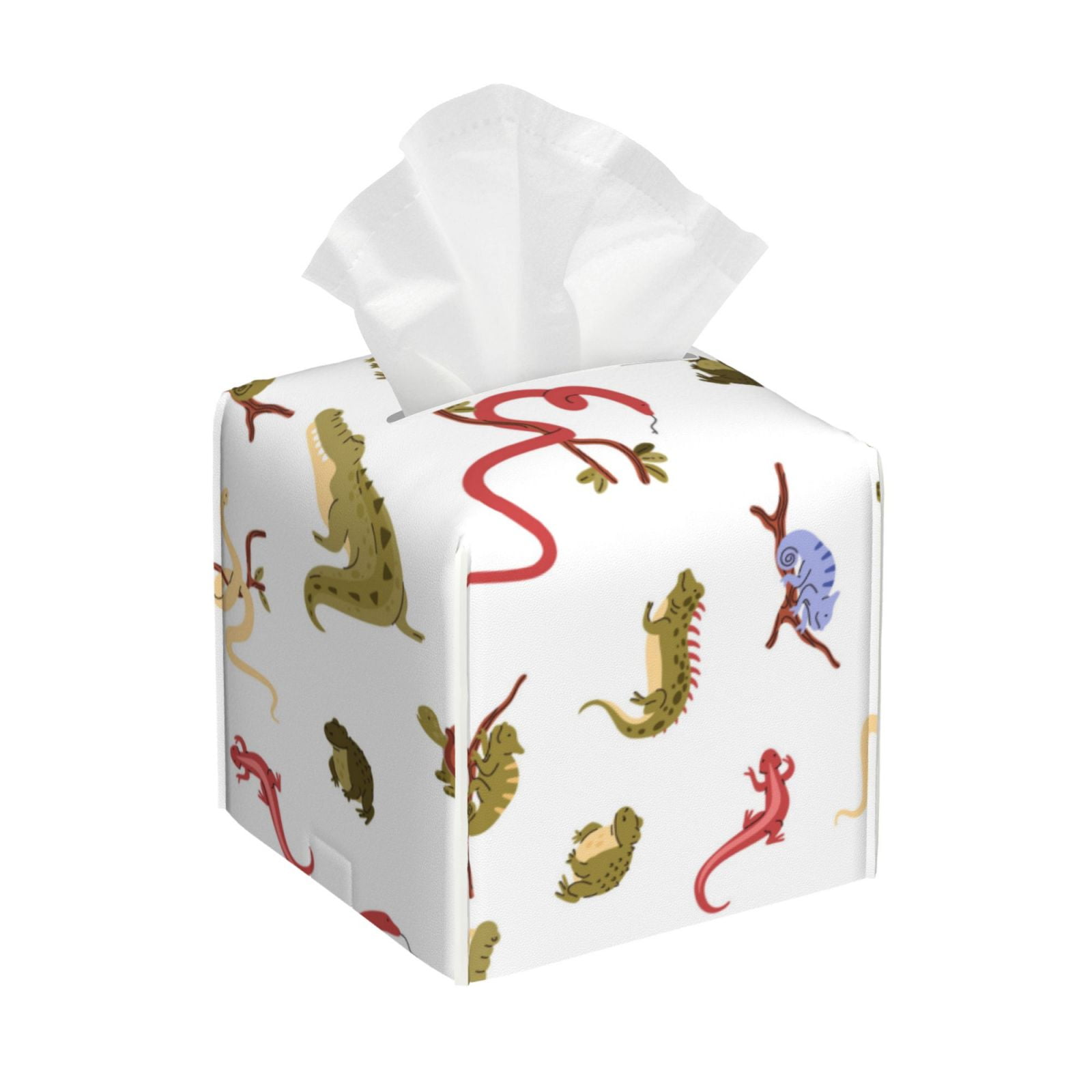 Leather Tissue Box Cover Square - Lizard Snake Turtle Crocodile_A ...