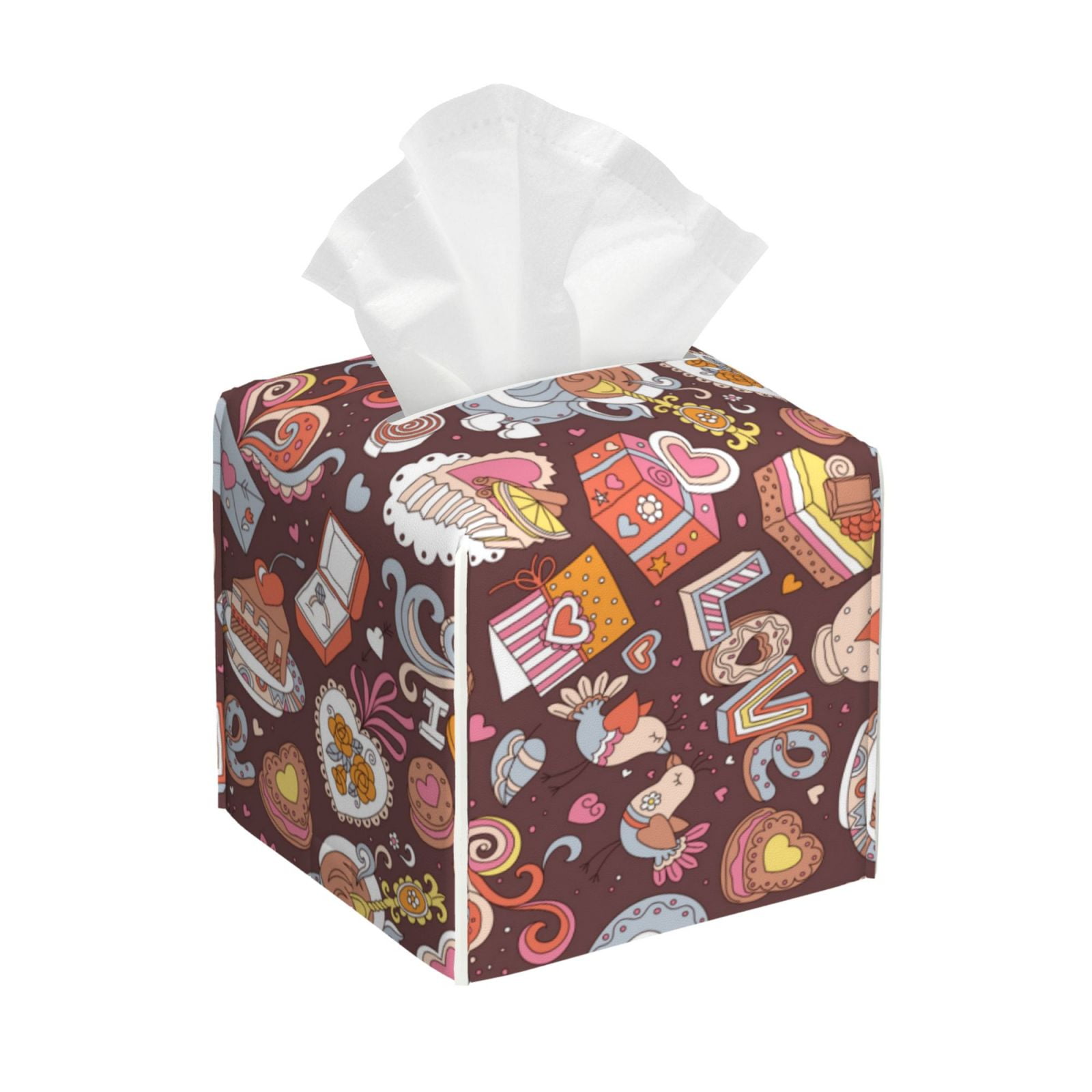 Leather Tissue Box Cover Square - Love Heart Waterproof Tissue Box ...