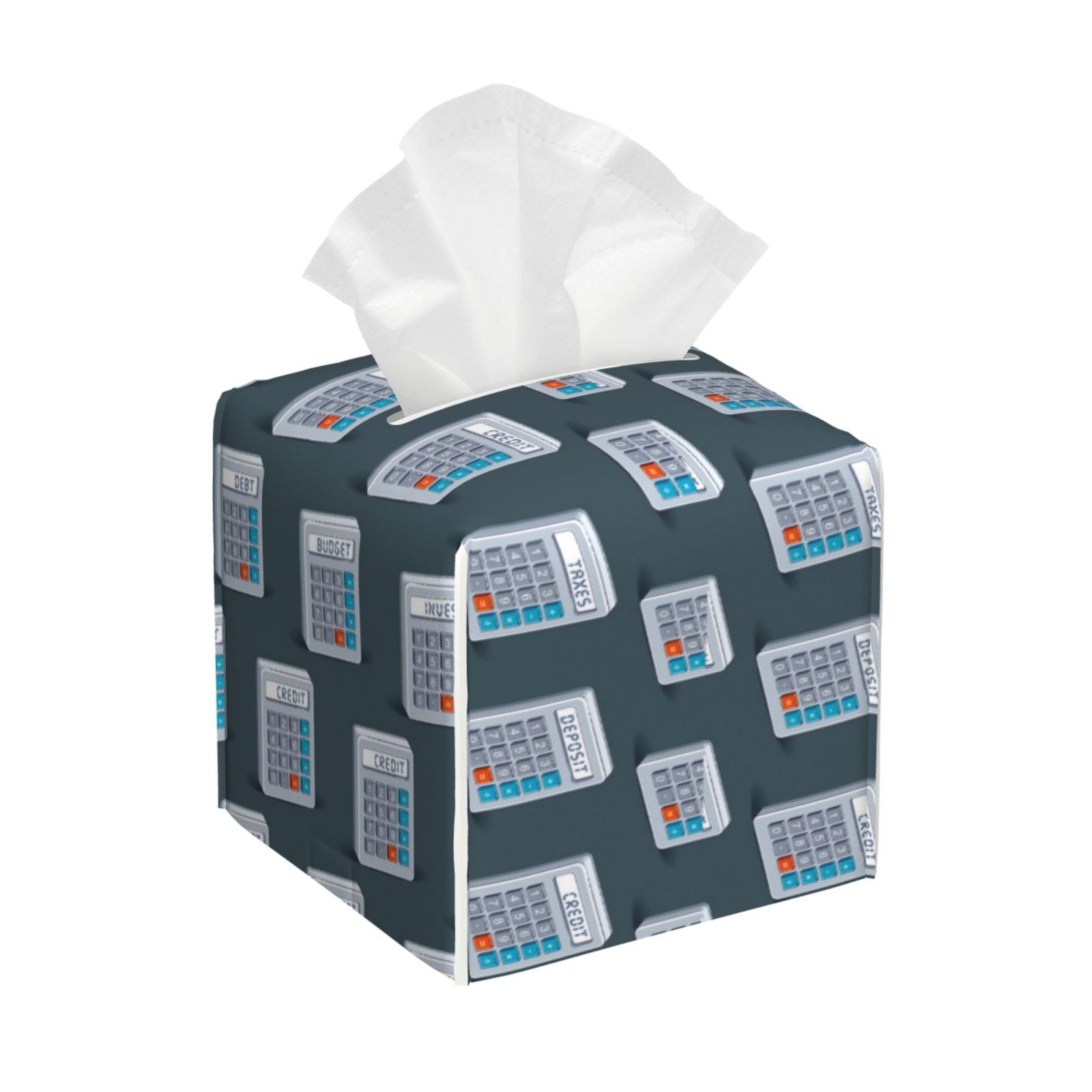 Leather Tissue Box Cover Square - Math calculator pattern Lightweight ...