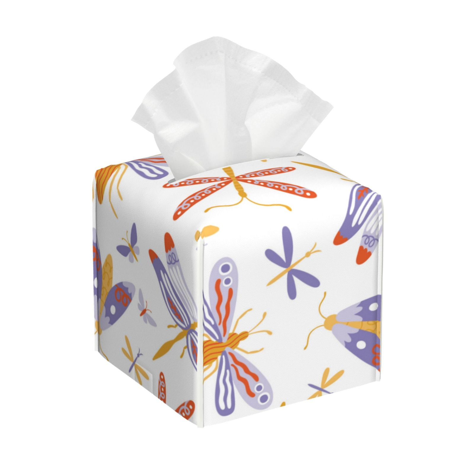 Leather Tissue Box Cover Square - Moths Dragonflies Butterflies ...