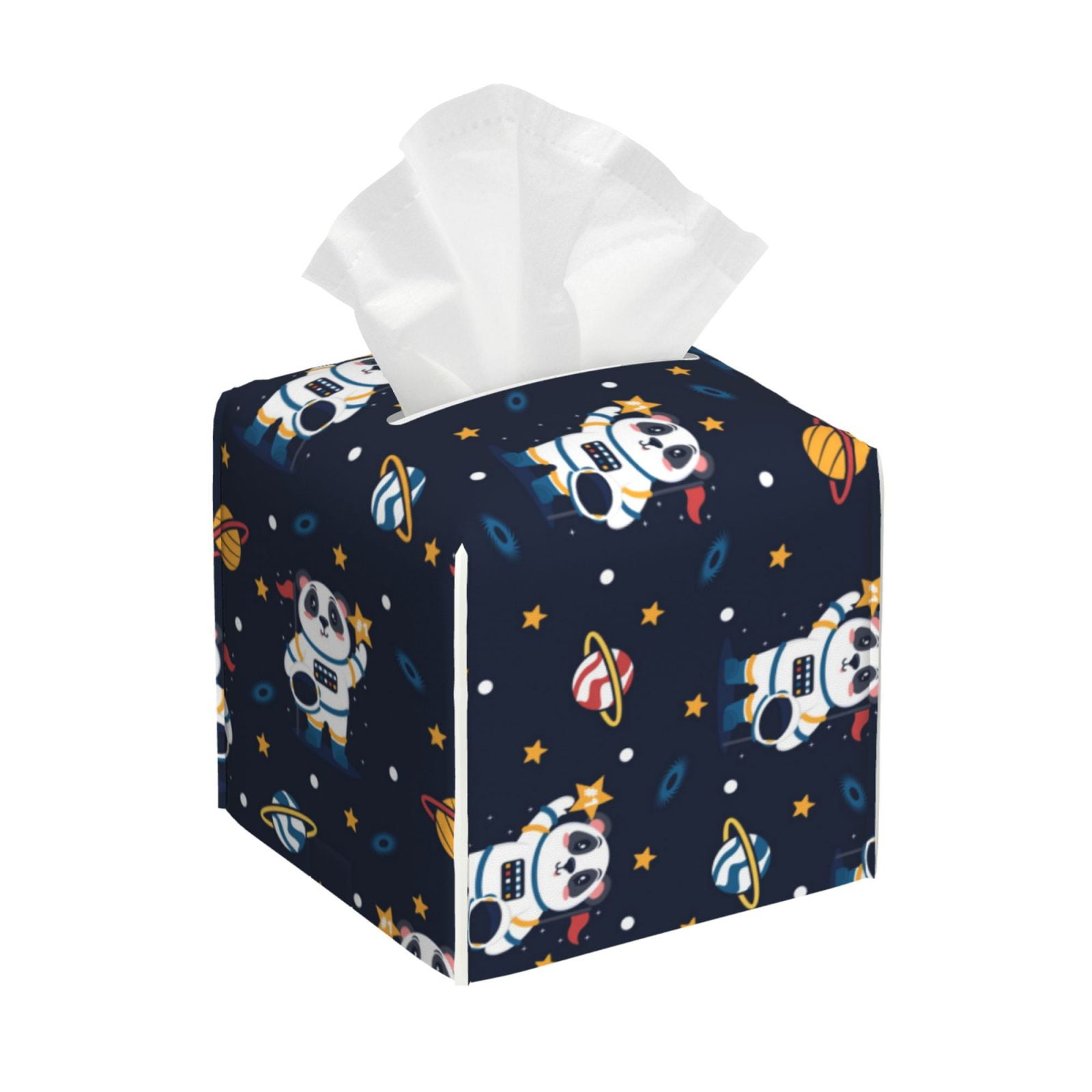 Leather Tissue Box Cover Square - Panda Astronaut Waterproof Tissue Box ...