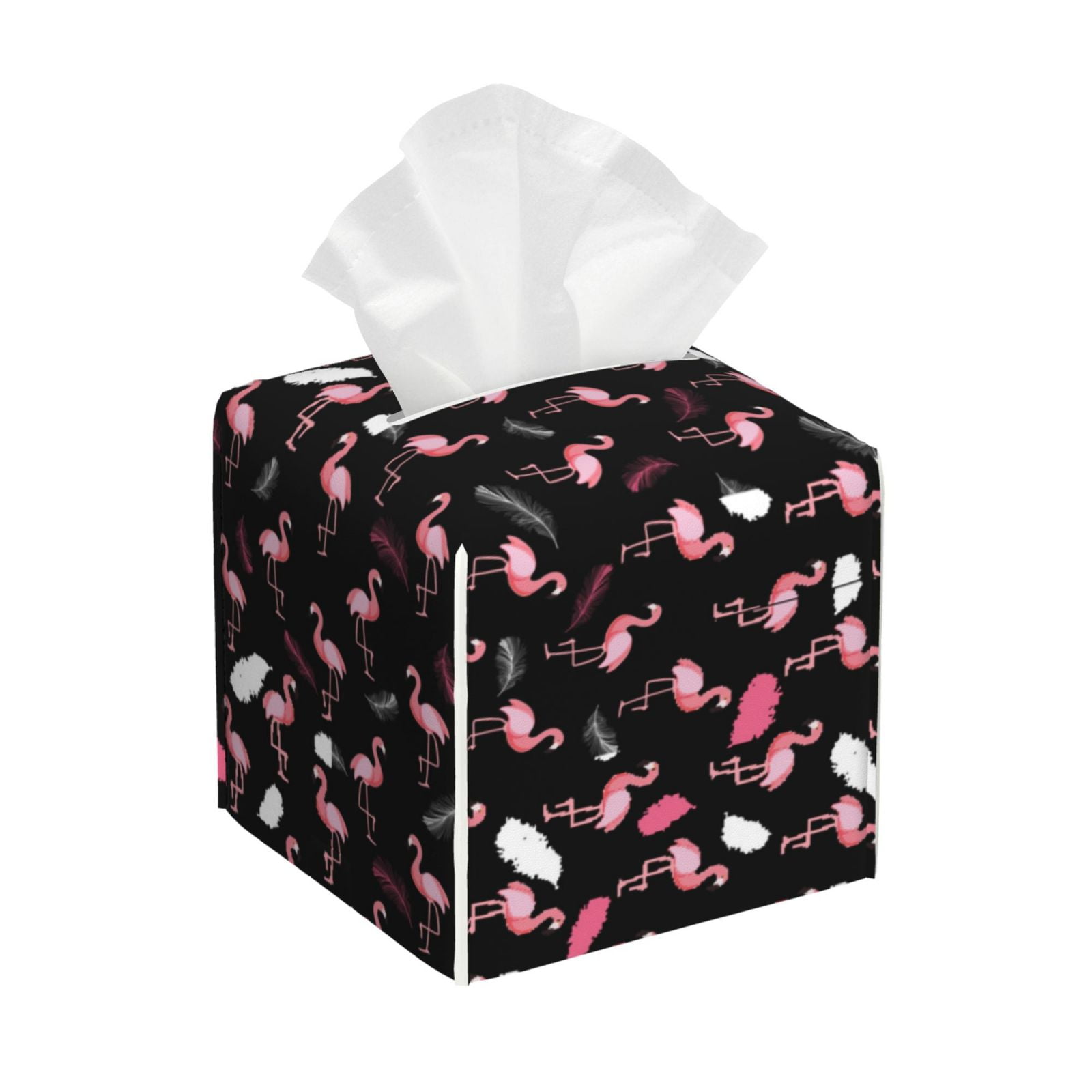 Leather Tissue Box Cover Square - PinkFeather Bird Waterproof Tissue ...