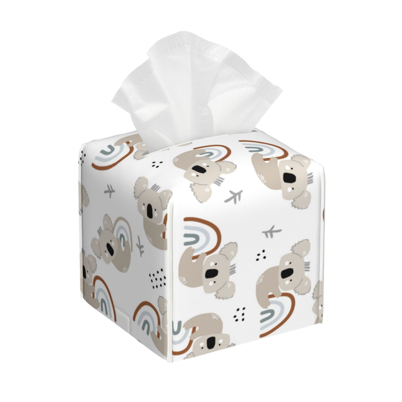 Leather Tissue Box Cover Square - Rainbow Koala Print Waterproof Tissue ...