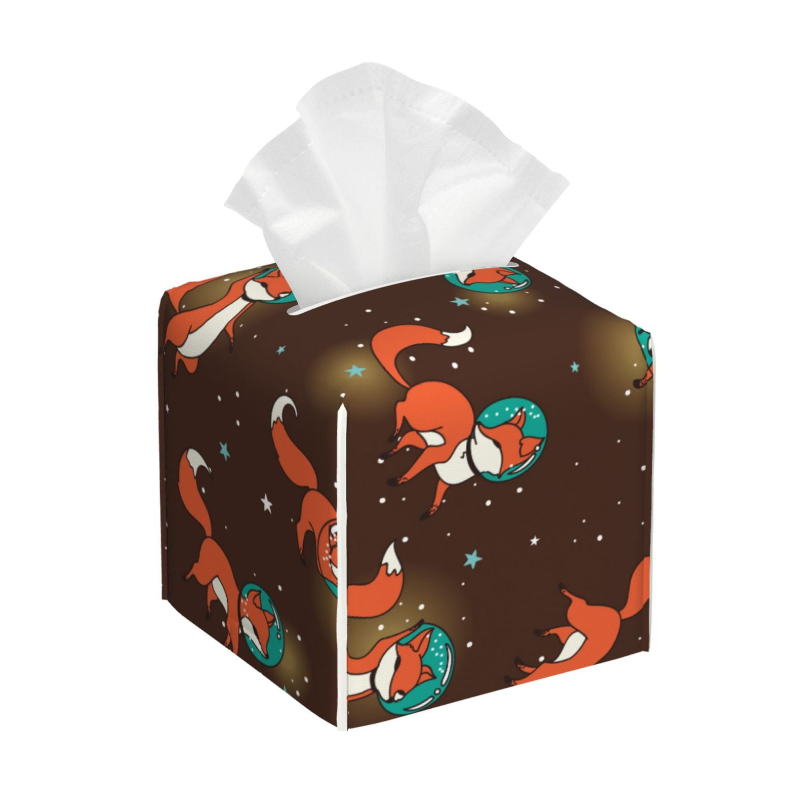Leather Tissue Box Cover Square - Space Fox Lightweight Waterproof ...