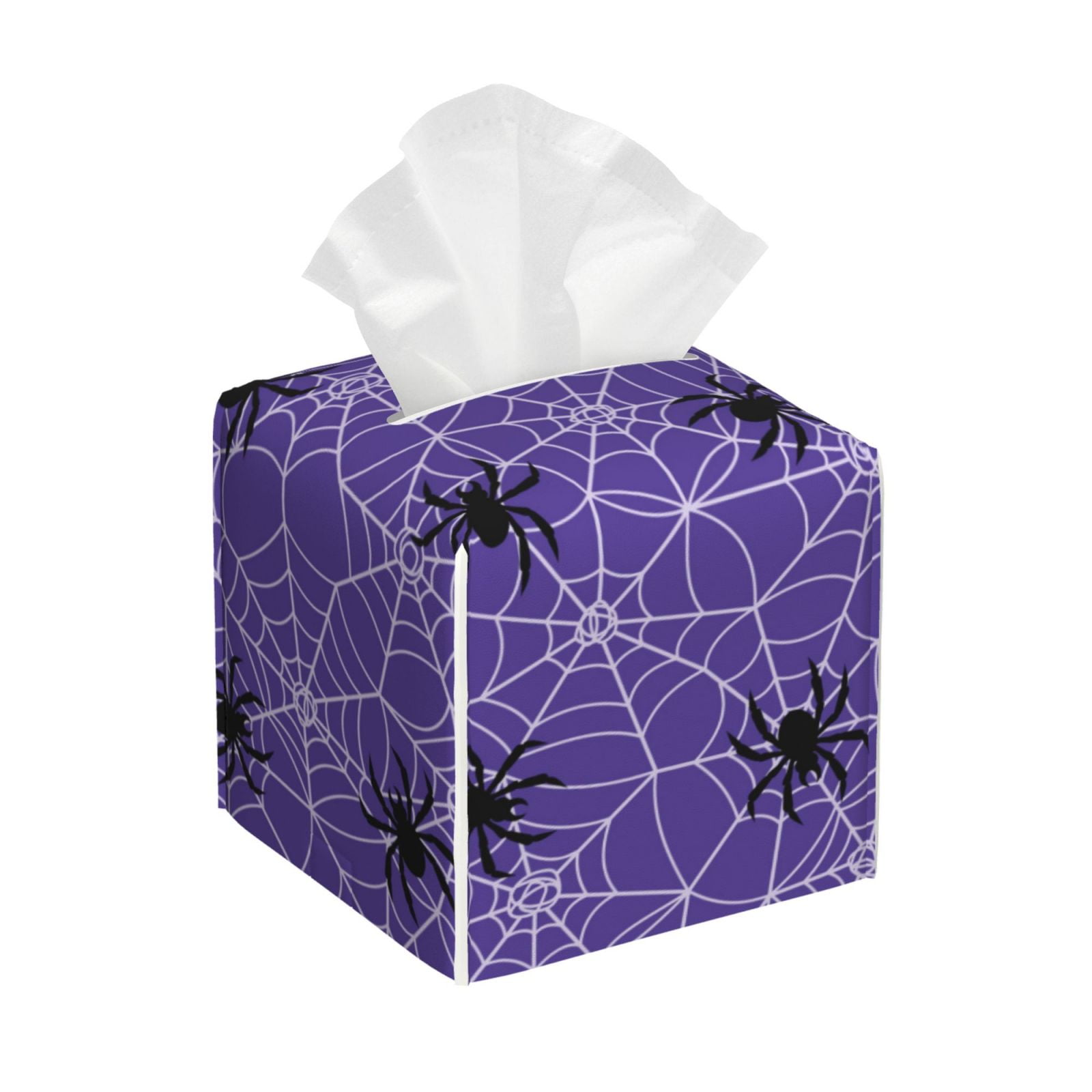 Leather Tissue Box Cover Square - Spider web dark blue cool Waterproof ...