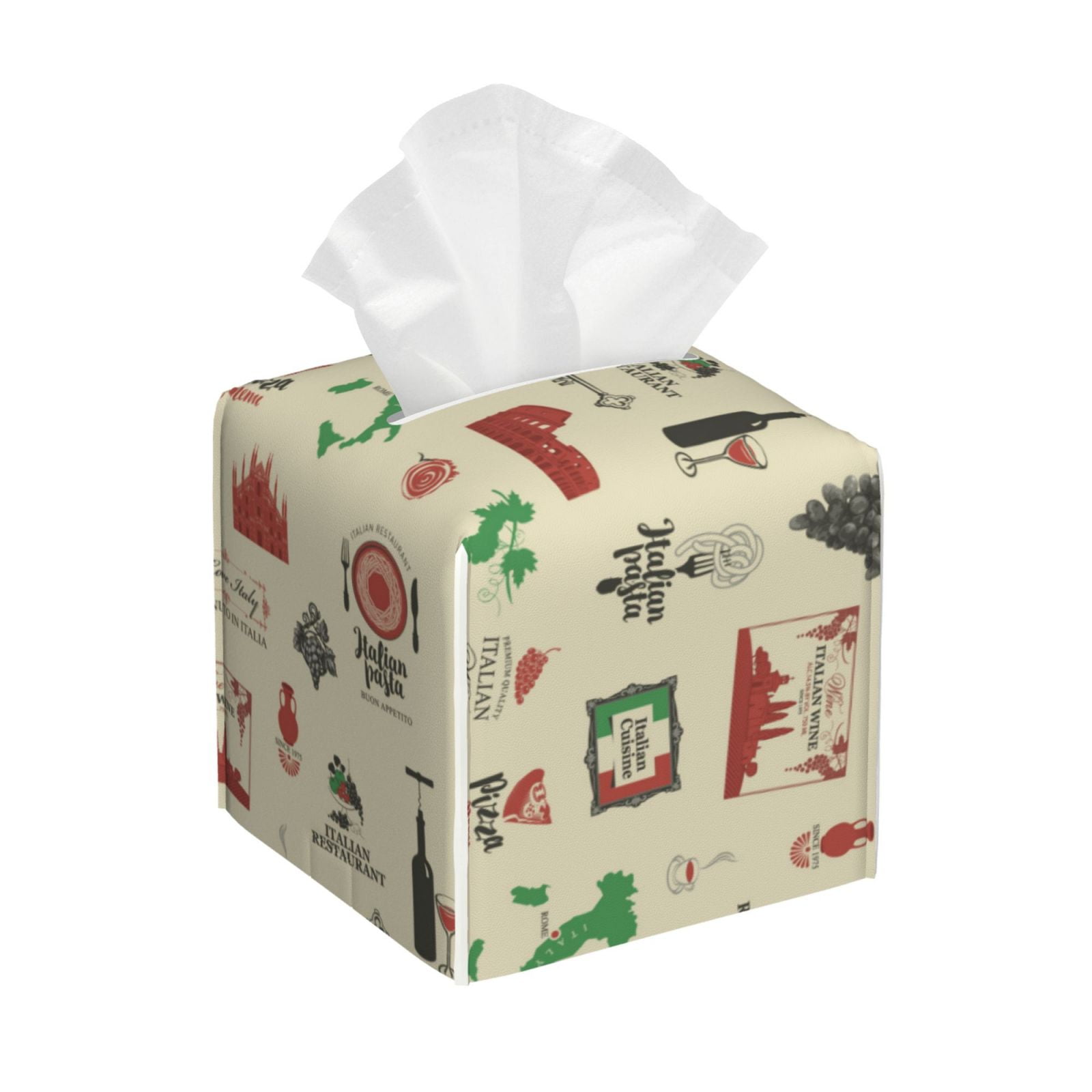 Leather Tissue Box Cover Square - Stamp Pattern wine Waterproof Tissue ...