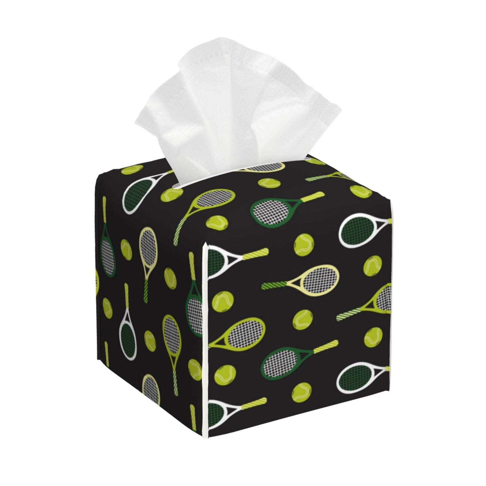 Leather Tissue Box Cover Square - Tennis Rackets Waterproof Tissue Box ...