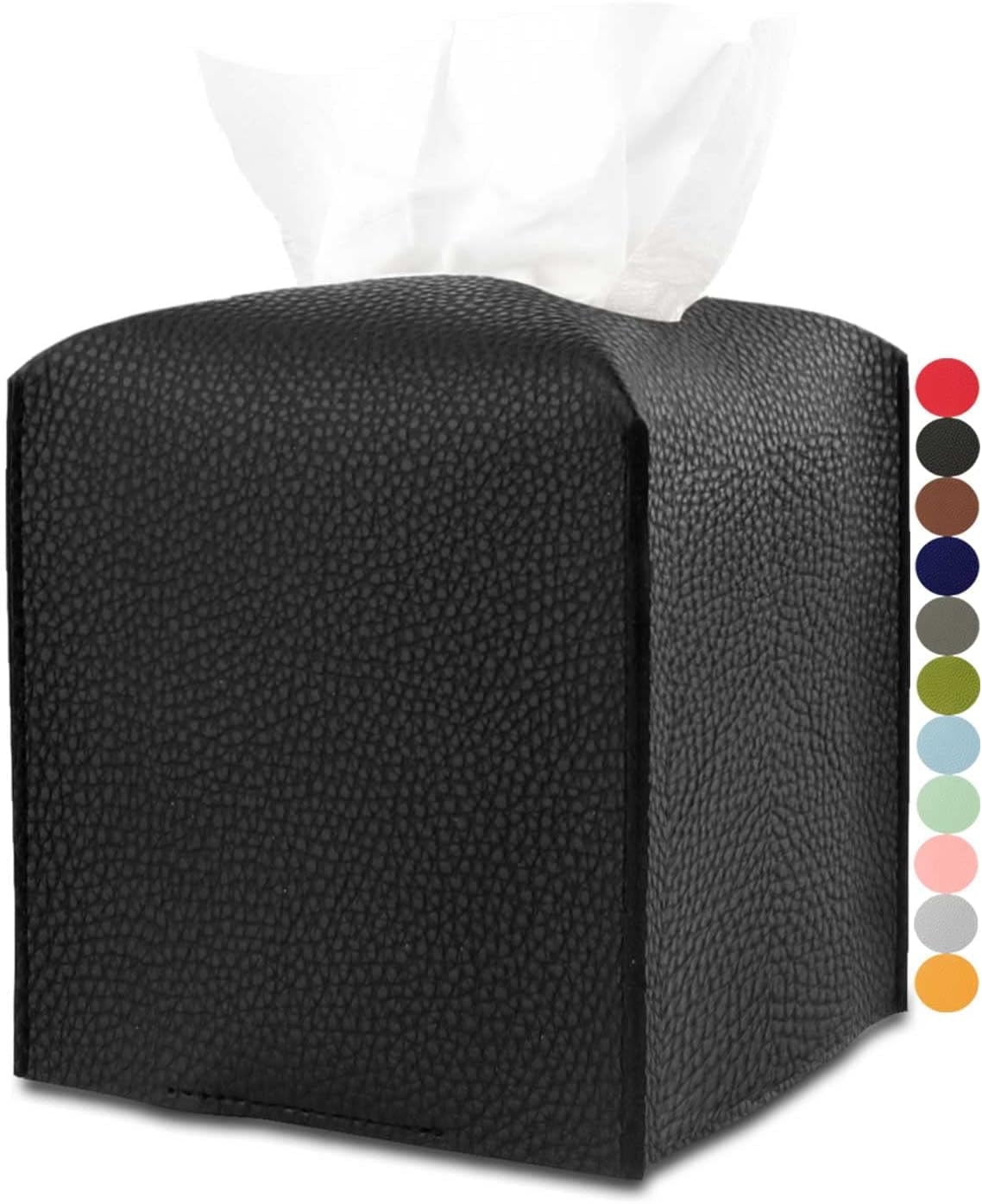 Leather Tissue Box Cover Square - Tissue Holder PU Leather Tissue Box ...