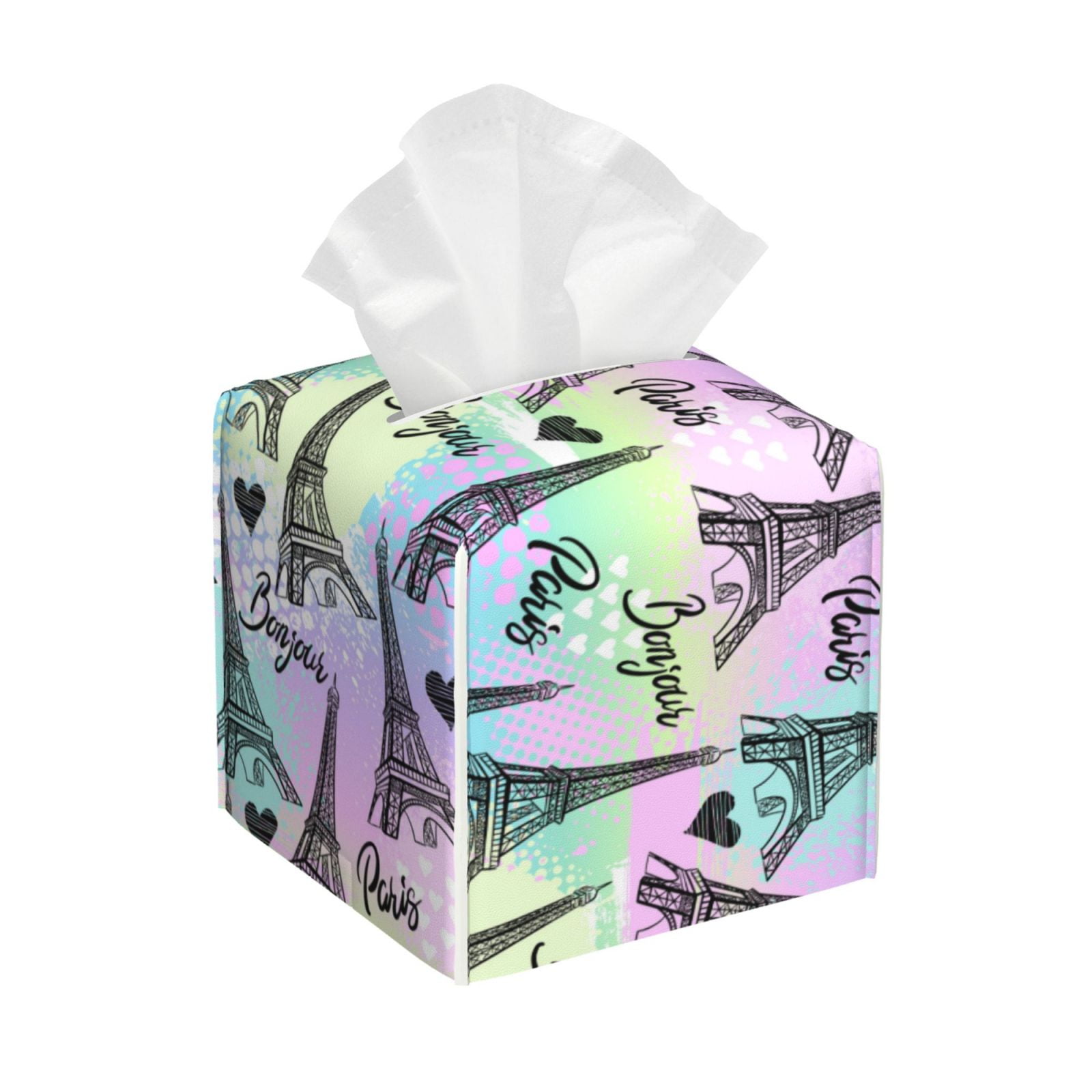 Leather Tissue Box Cover Square - Tower flower Dreamy Waterproof Tissue ...