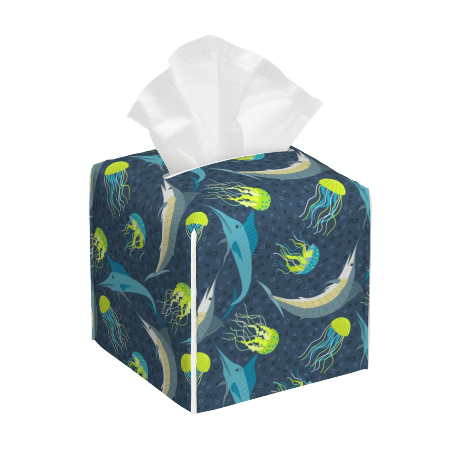 Leather Tissue Box Cover Square - Tuna Fish Jellyfish Lightweight ...