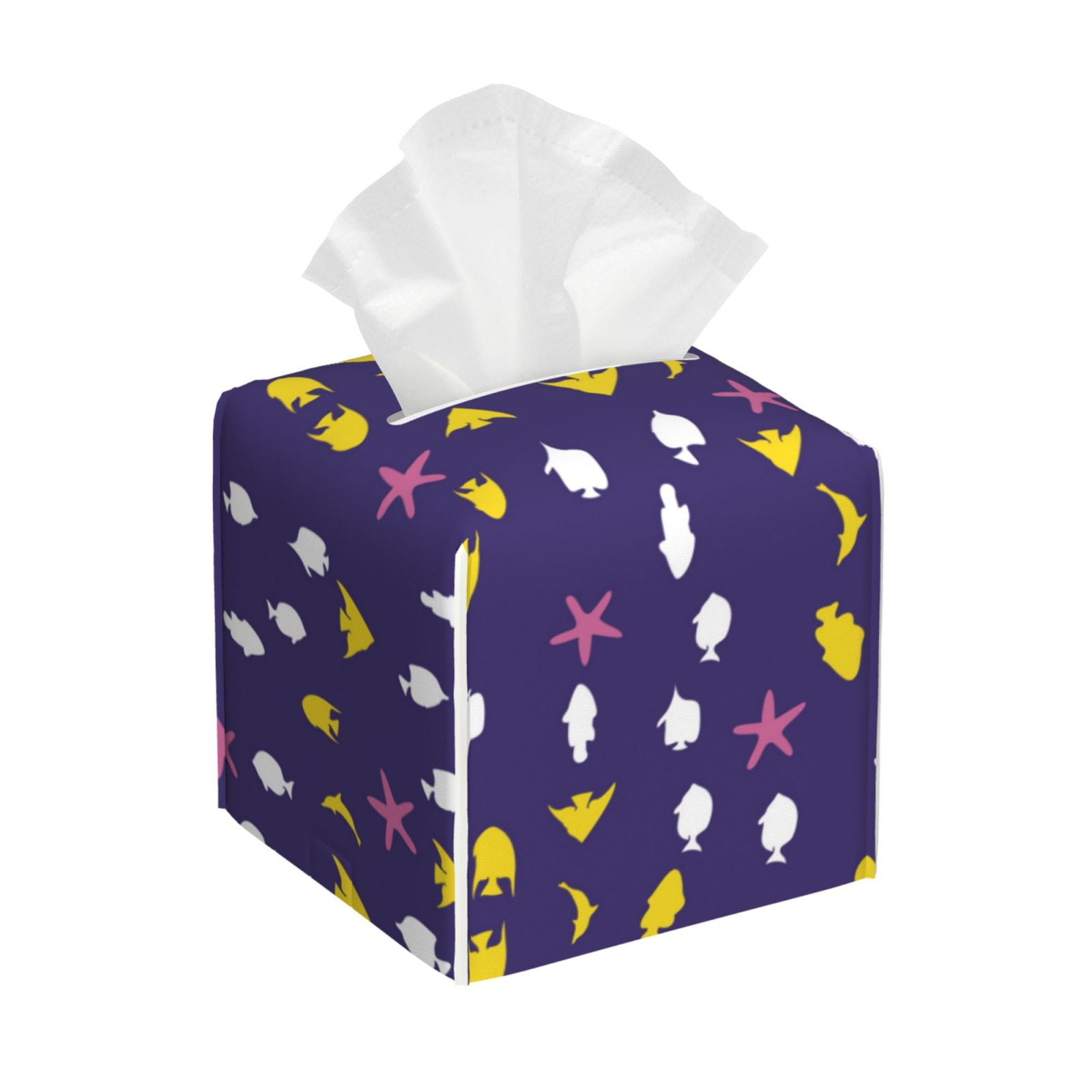Leather Tissue Box Cover Square - Underwater fish Lightweight ...