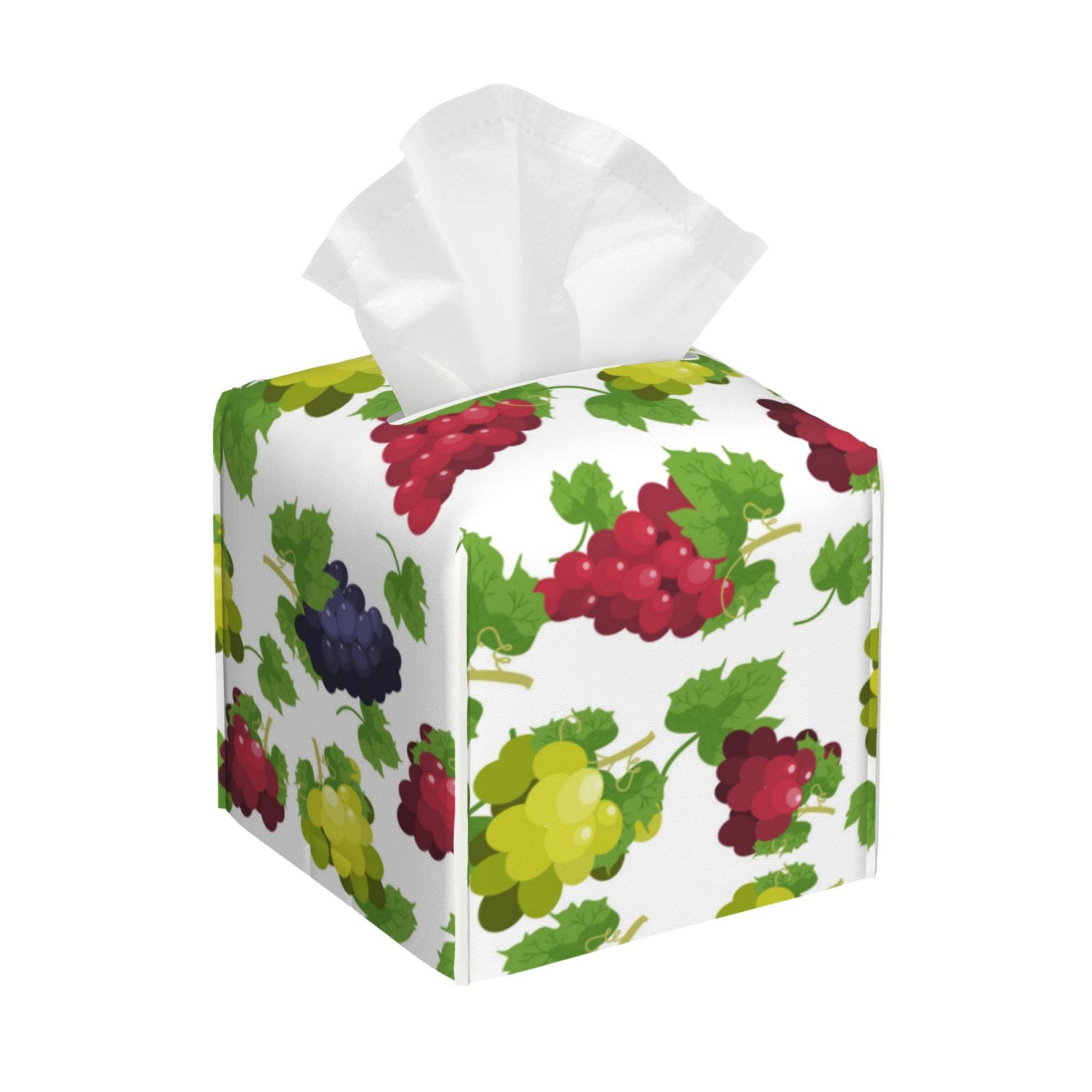 Leather Tissue Box Cover Square - colorful Grape leaf Lightweight ...