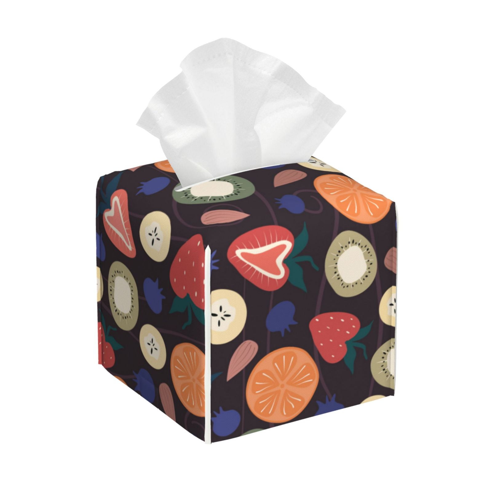 Leather Tissue Box Cover Square - colorful cartoon fruits pattern ...