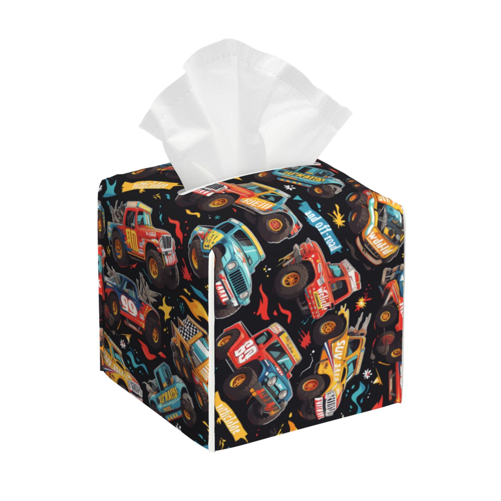 Leather Tissue Box Cover Square - colorful off road racing Lightweight ...
