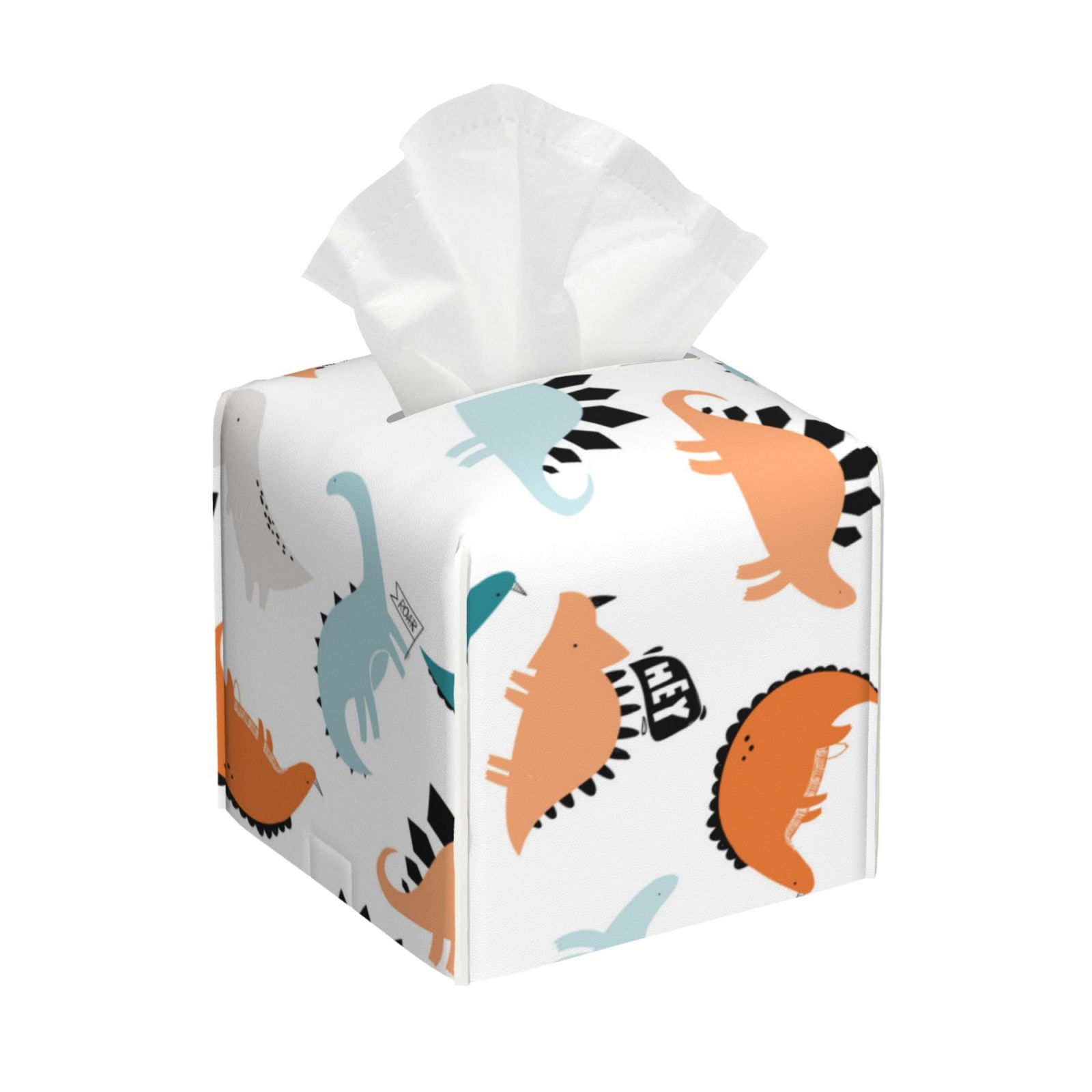 Leather Tissue Box Cover Square - cute Dinosaur pattern Lightweight ...
