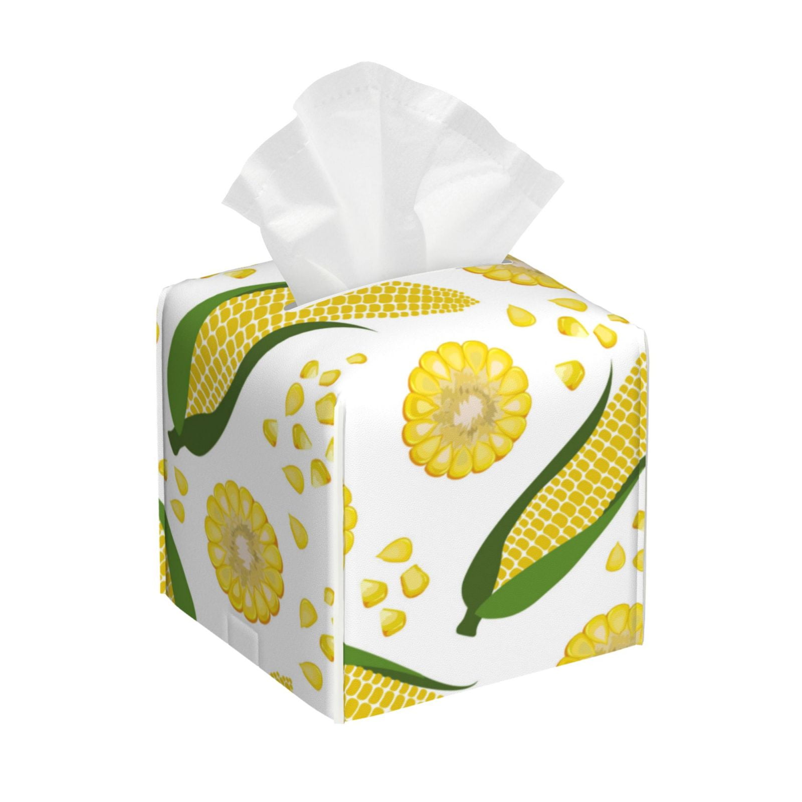 Leather Tissue Box Cover Square - exotic cute corn cobs funny ...