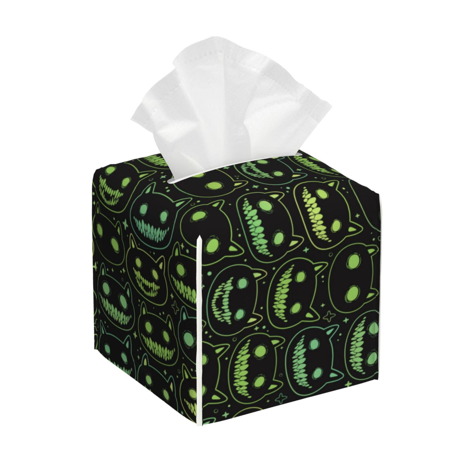 Leather Tissue Box Cover Square - fluorescent green dog Lightweight ...