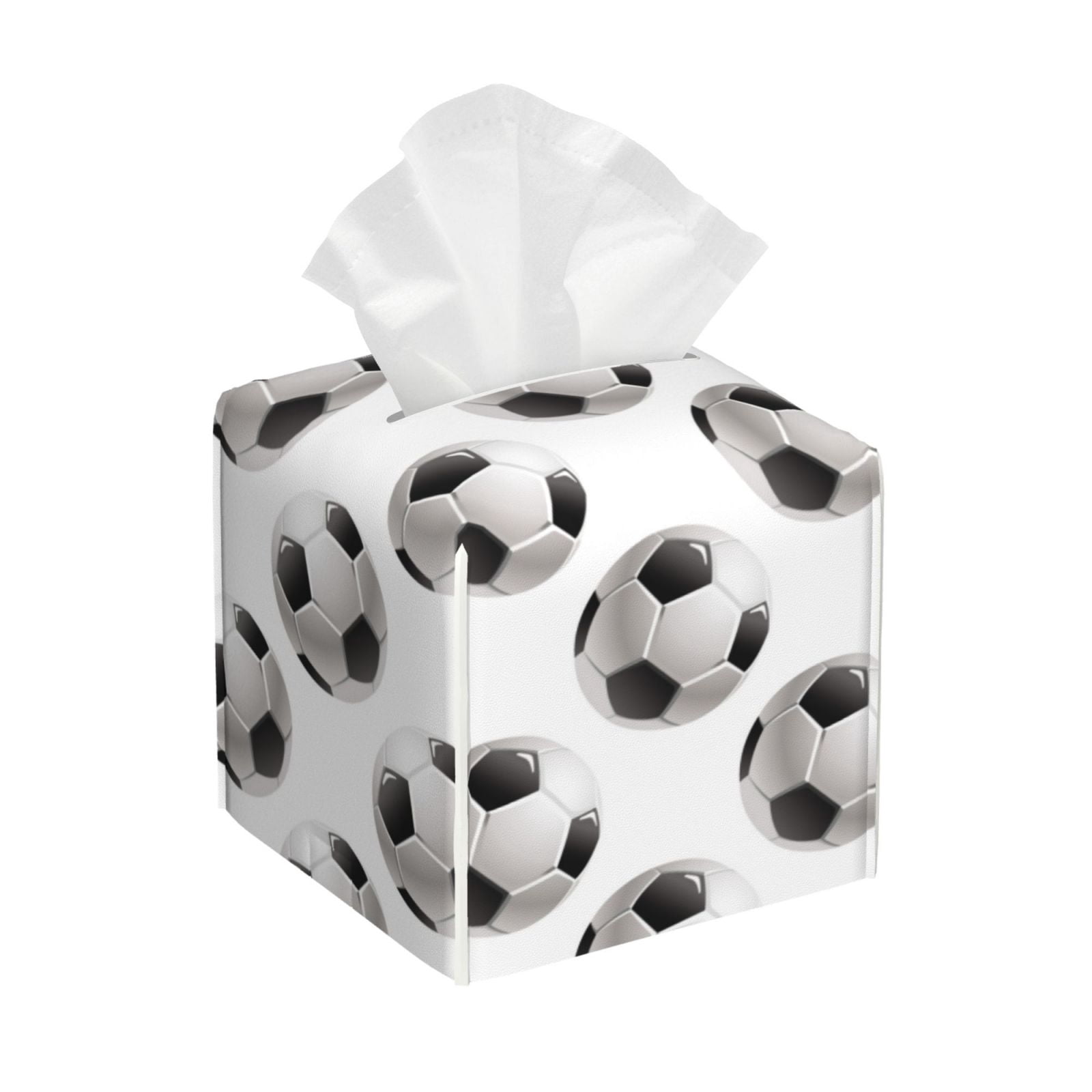 Leather Tissue Box Cover Square - football soccer ball cute Waterproof ...