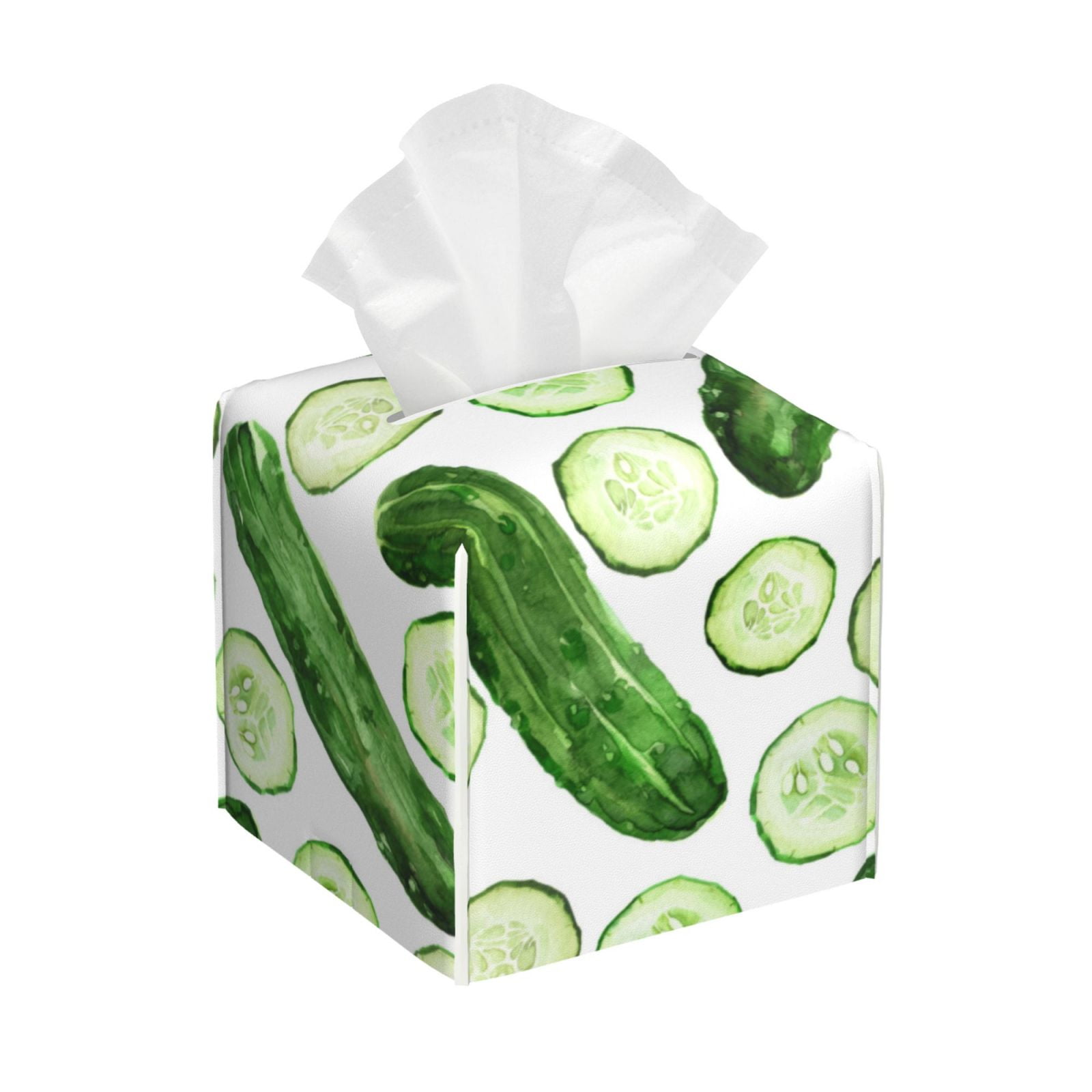 Leather Tissue Box Cover Square - funny Cucumber Print Waterproof ...