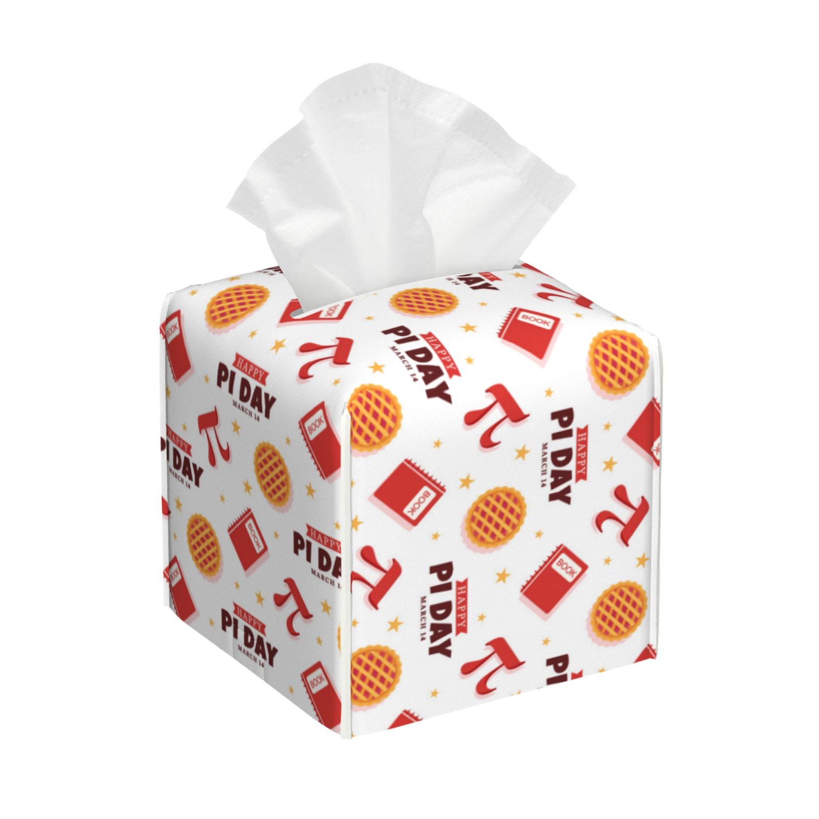 Leather Tissue Box Cover Square - happy PI day Waterproof Tissue Box ...