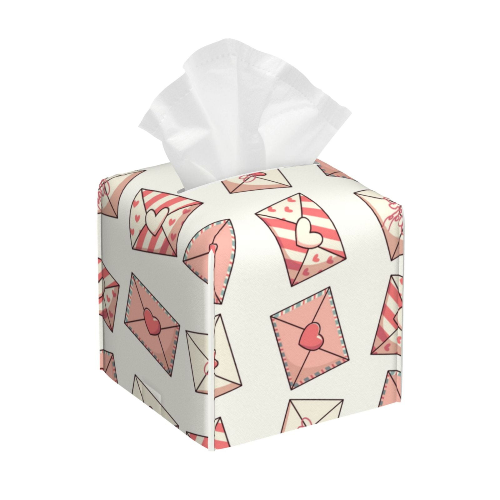 Leather Tissue Box Cover Square - heart envelope Pattern Waterproof ...