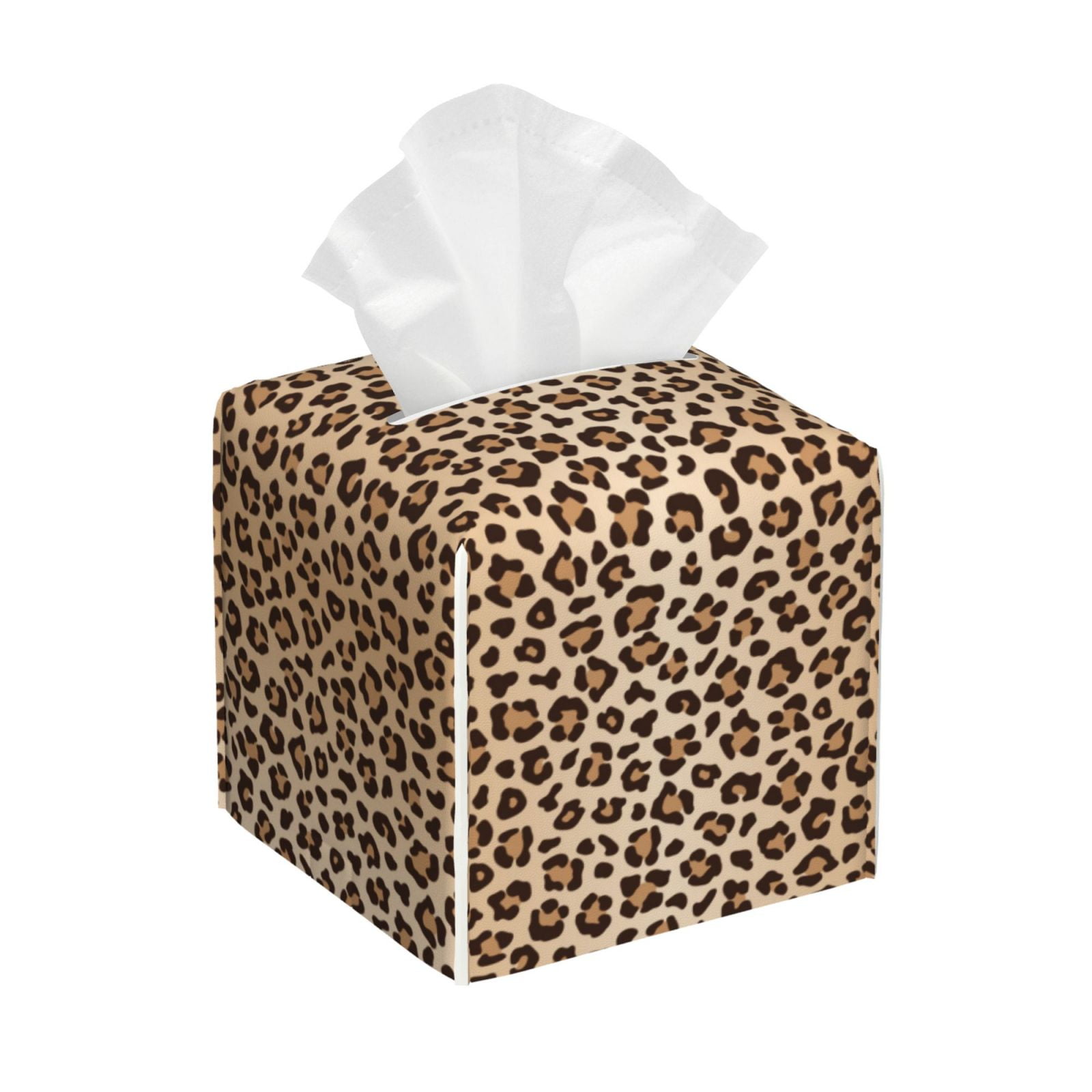 Leather Tissue Box Cover Square - leopard trendy Waterproof Tissue Box ...