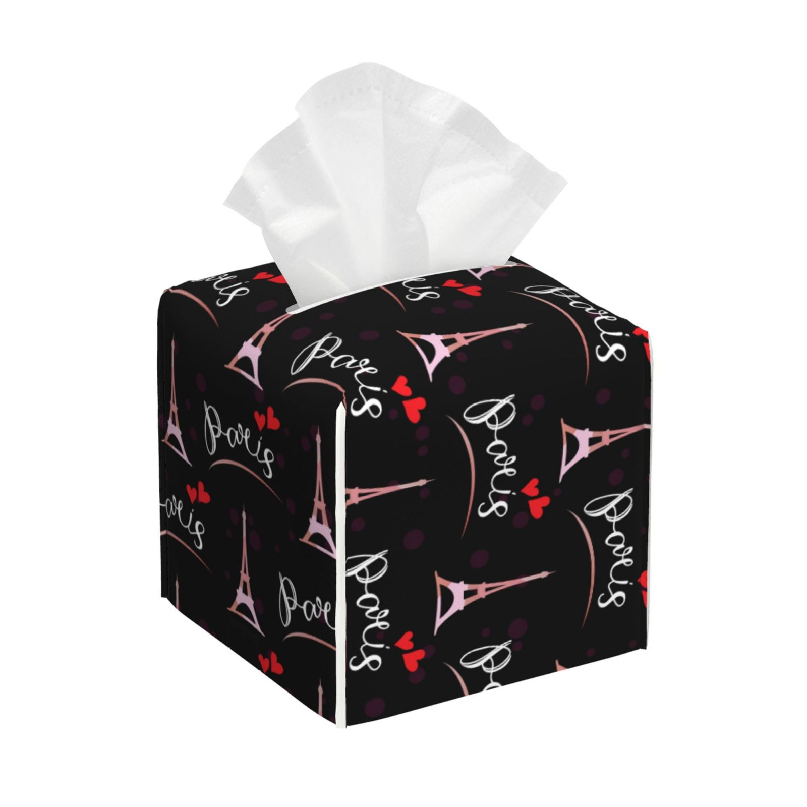 Leather Tissue Box Cover Square - paris Eiffel Tower Lightweight ...