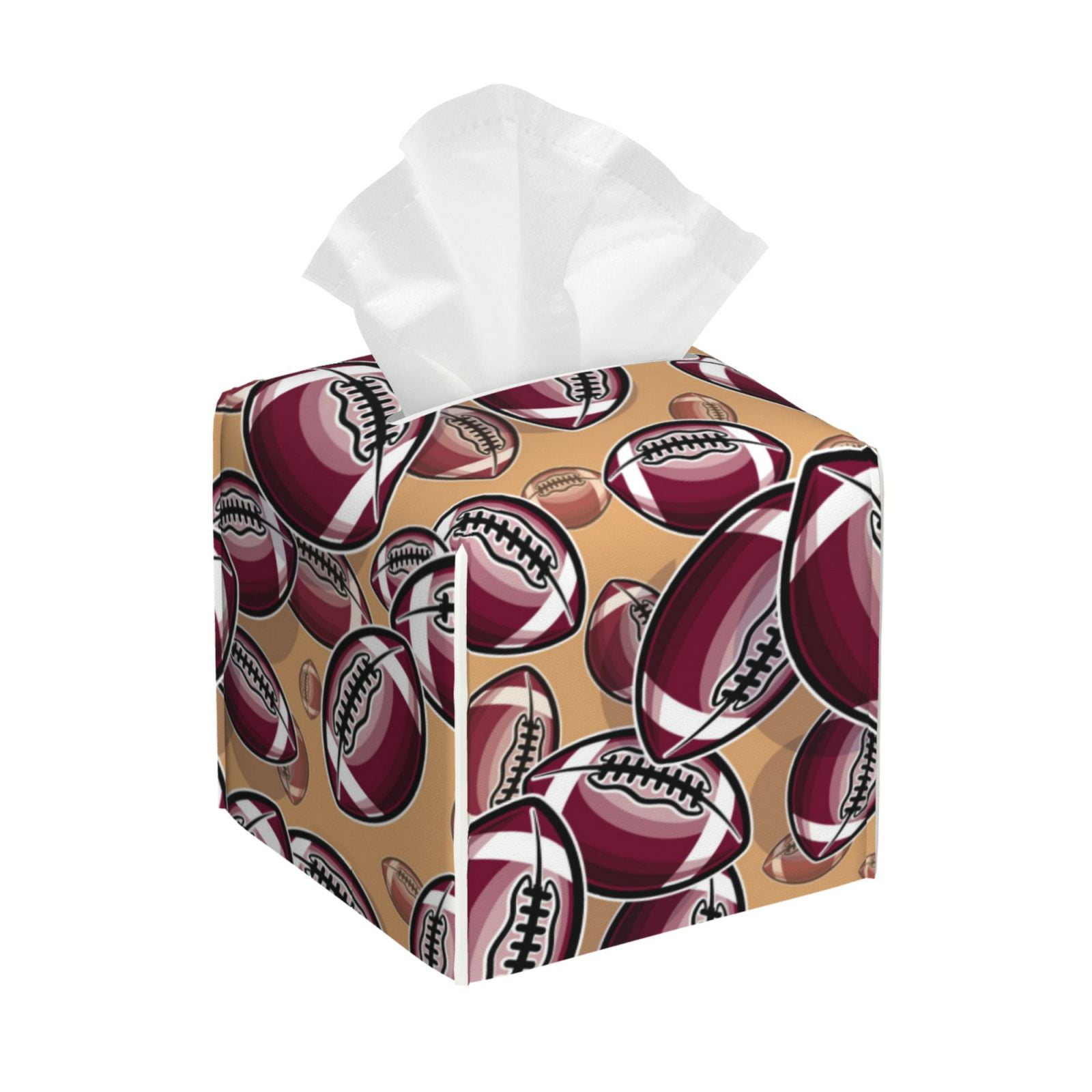 Leather Tissue Box Cover Square - purple American football rugby cute ...