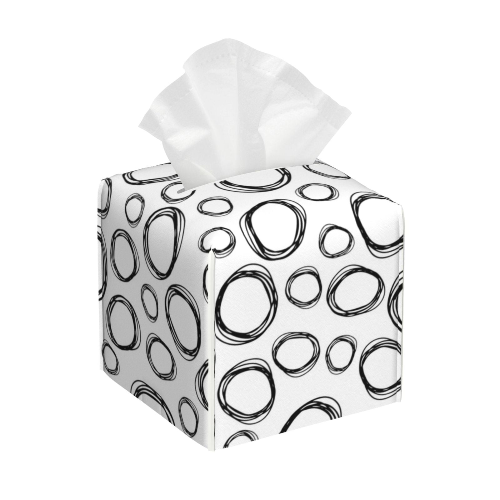Leather Tissue Box Cover Square - sketch Abstract circles shape ...