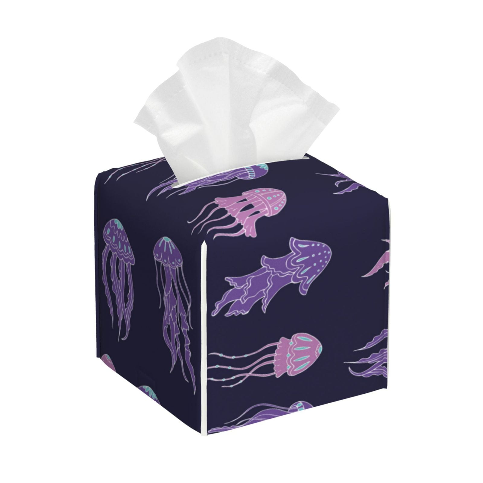 Leather Tissue Box Cover Square - sketch jellyfish Waterproof Tissue ...