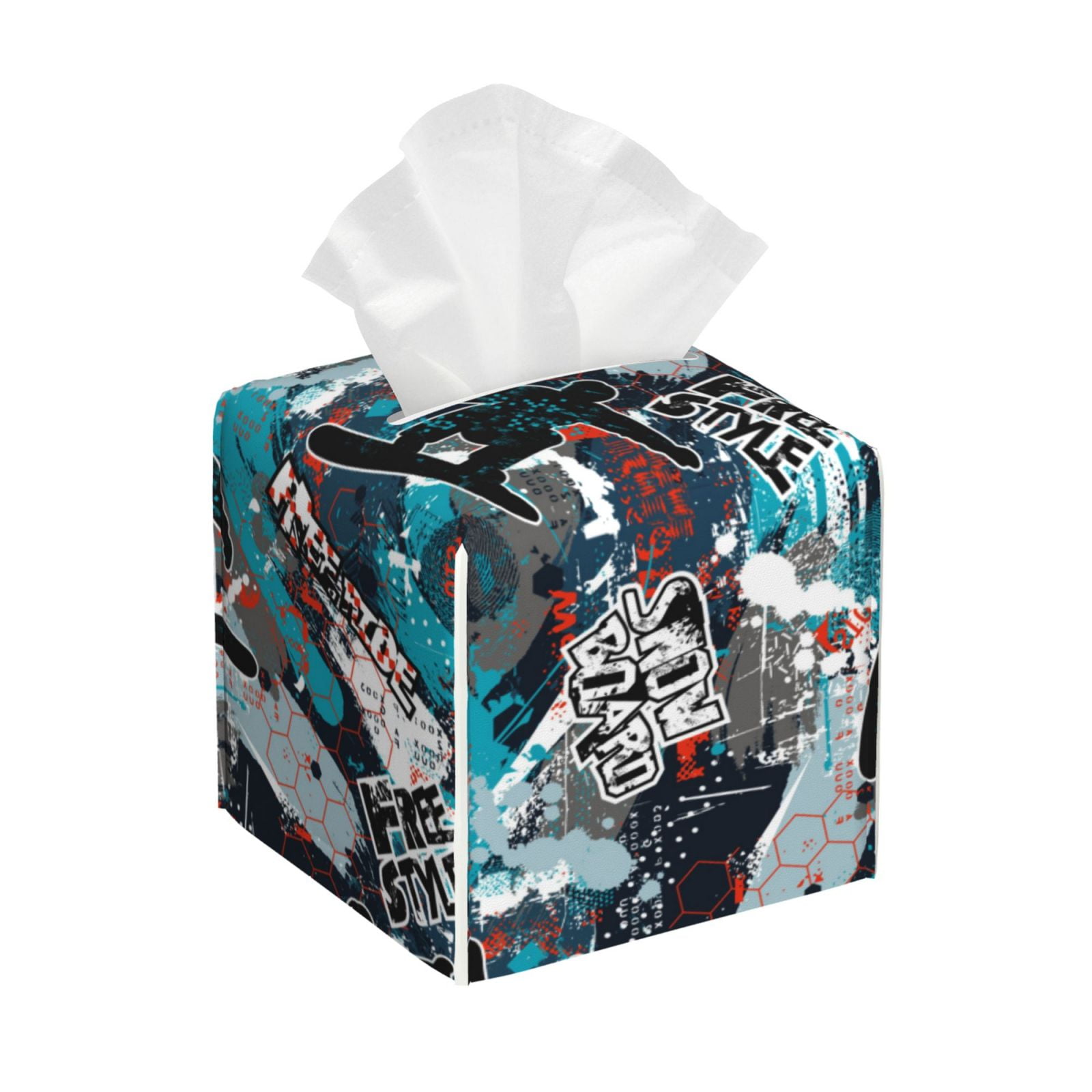 Leather Tissue Box Cover Square - snow board colorful Waterproof Tissue ...