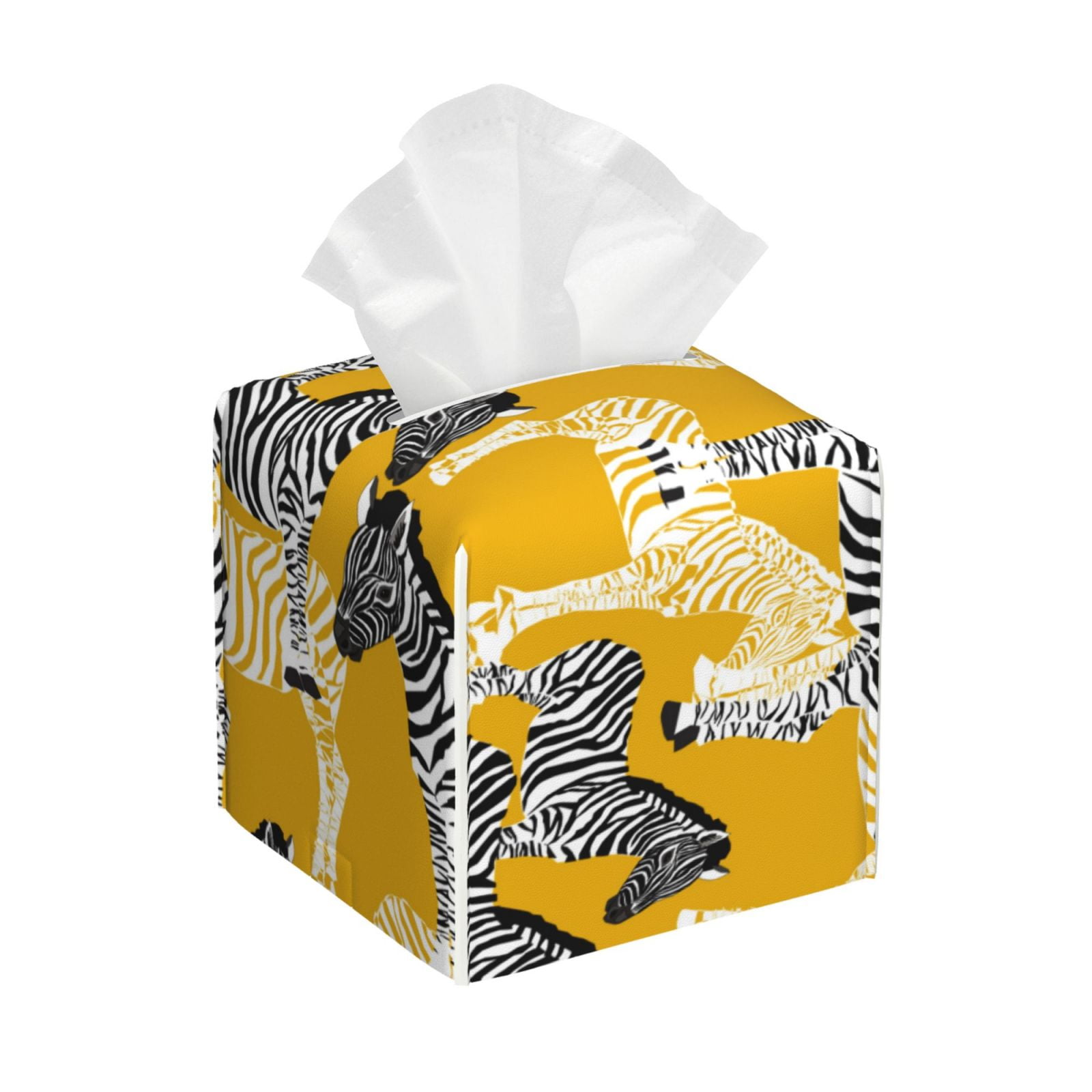 Leather Tissue Box Cover Square - zebras orange cute Waterproof Tissue ...