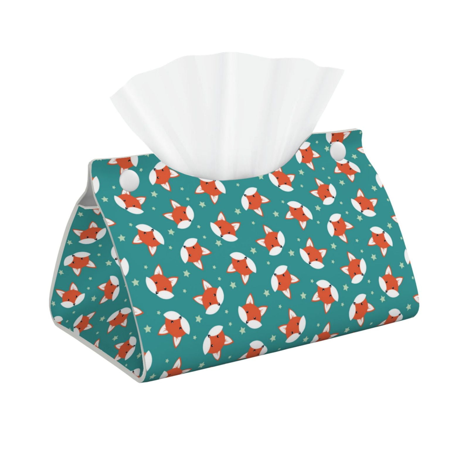 Leather Tissue Box Cover - Star Fox Print Green Long PVC Tissue Box ...