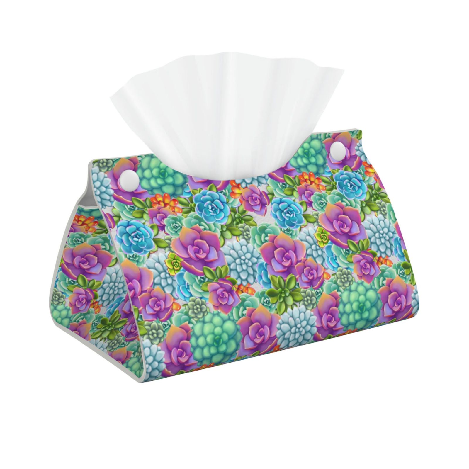 Leather Tissue Box Cover - Succulents Long PVC Tissue Box Holder for ...