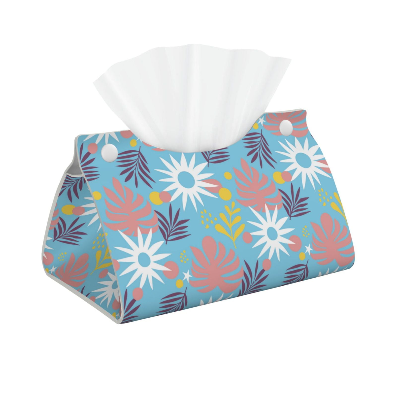 Leather Tissue Box Cover - Summer Foliage Long PVC Tissue Box Holder ...