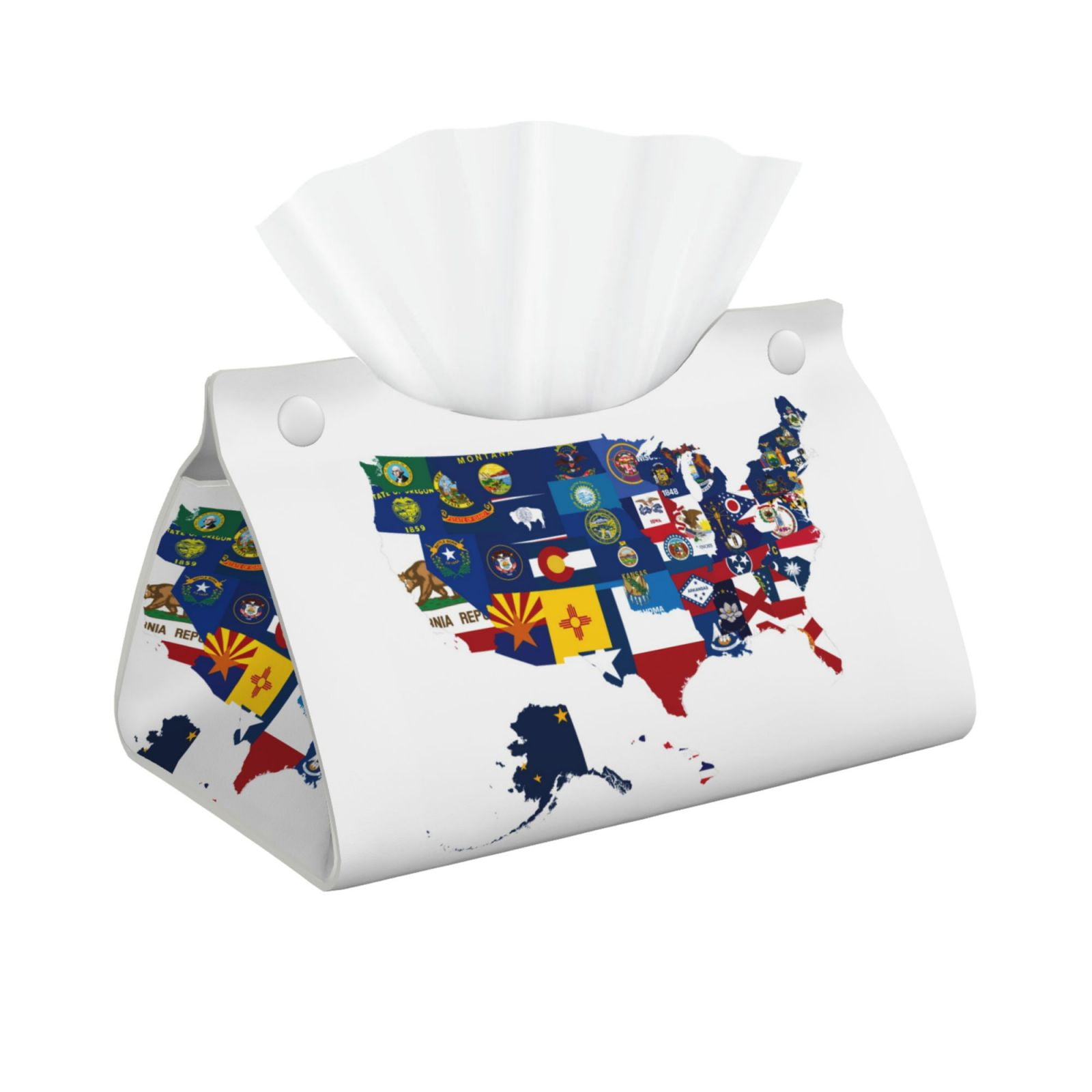 Leather Tissue Box Cover - The Map Of United States Long PVC Tissue Box ...