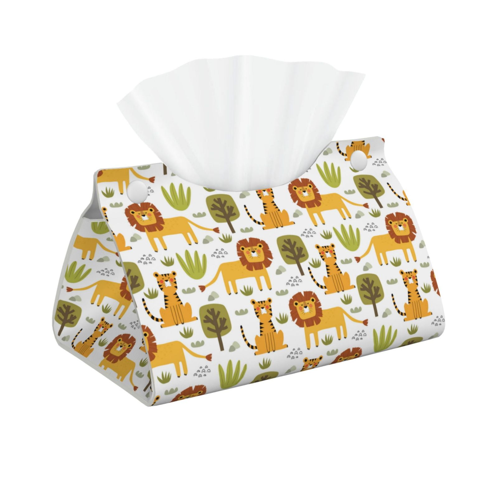 Leather Tissue Box Cover - Tiger lion Long PVC Tissue Box Holder for ...