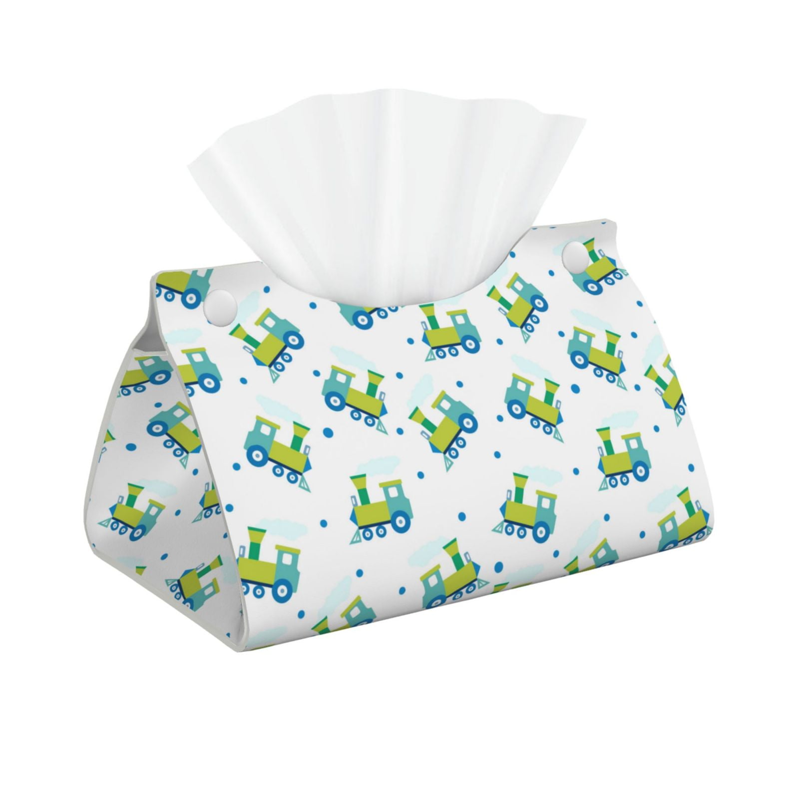 Leather Tissue Box Cover - Train Pattern green Long PVC Tissue Box ...