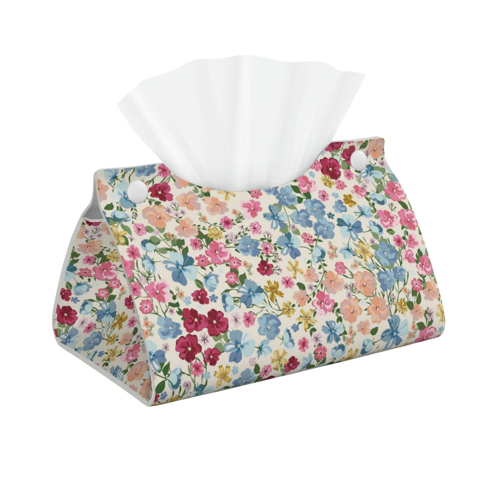 Leather Tissue Box Cover - Trendy Floral Design A Long PVC Tissue Box ...
