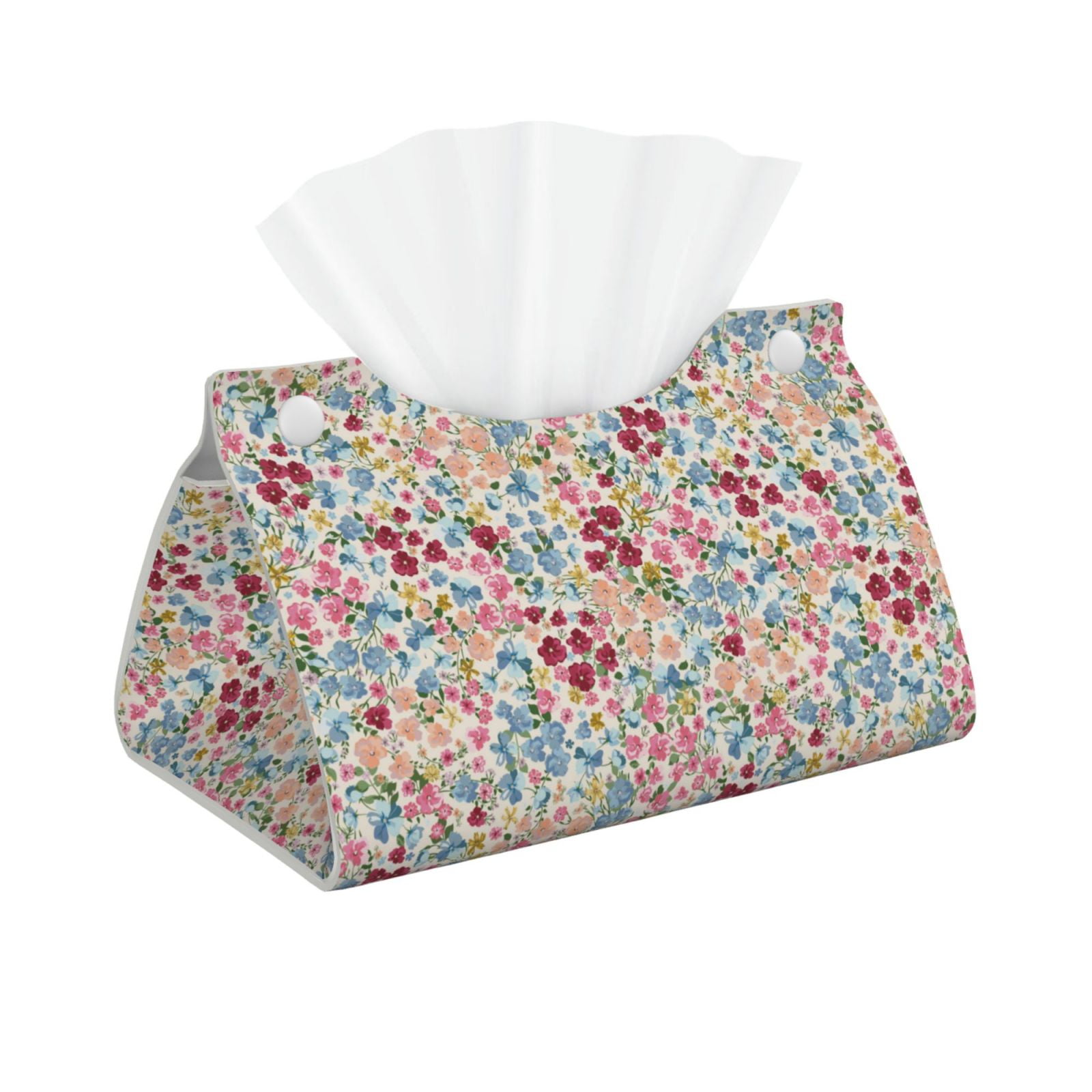 Leather Tissue Box Cover - Trendy Floral Design Long PVC Tissue Box ...