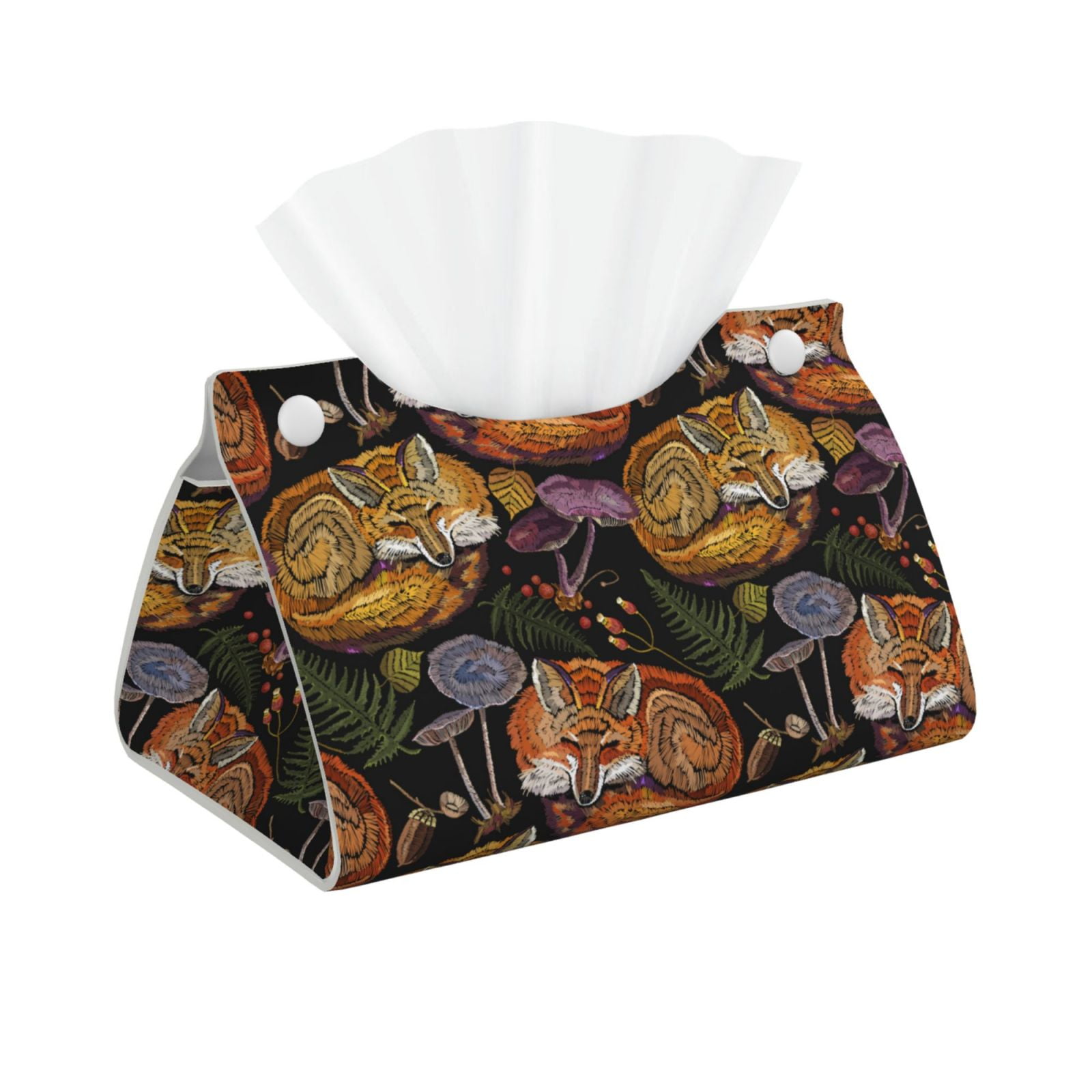 Leather Tissue Box Cover - Tribal Fox Mushroom Long PVC Tissue Box ...