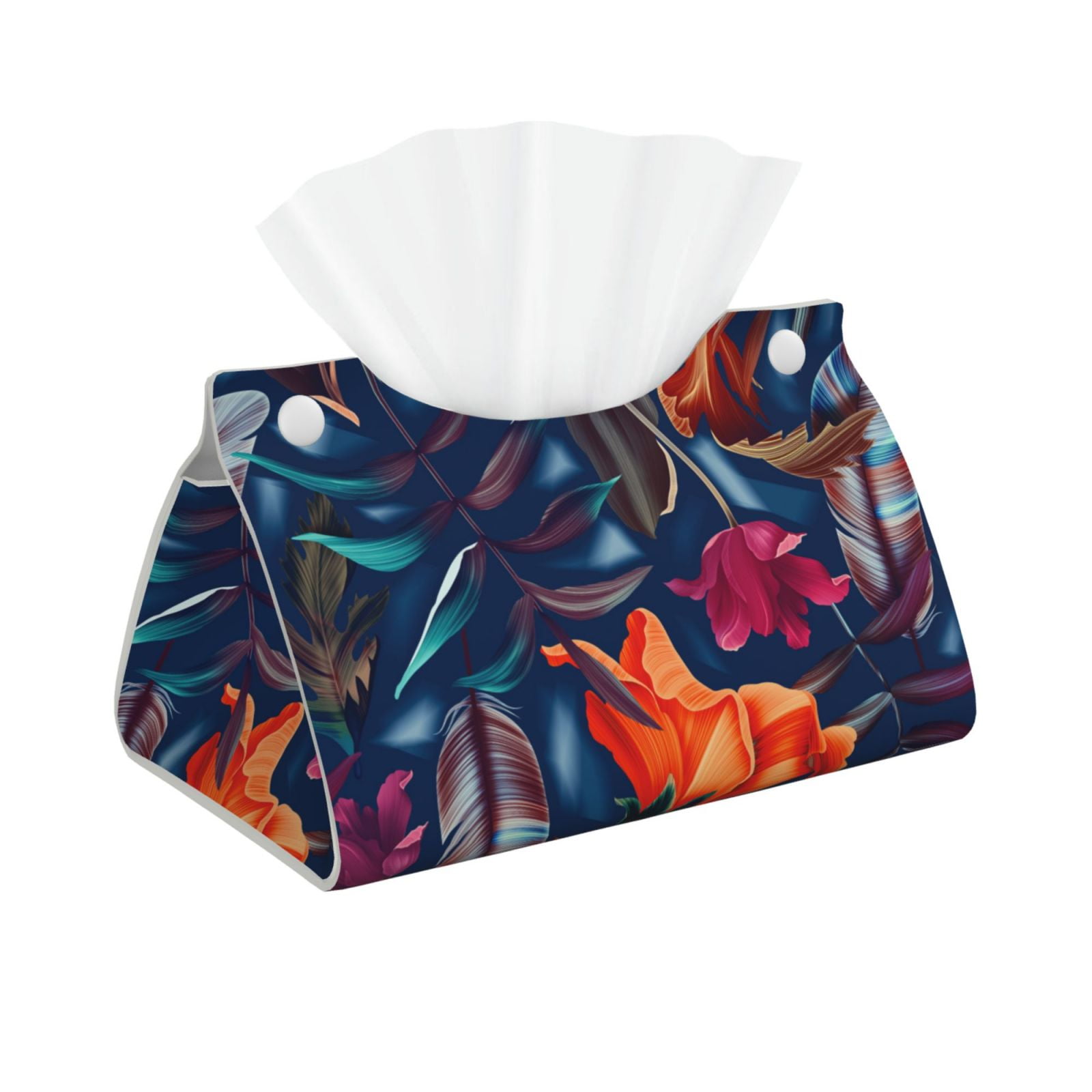 Leather Tissue Box Cover - Tropical Flower Long PVC Tissue Box Holder ...
