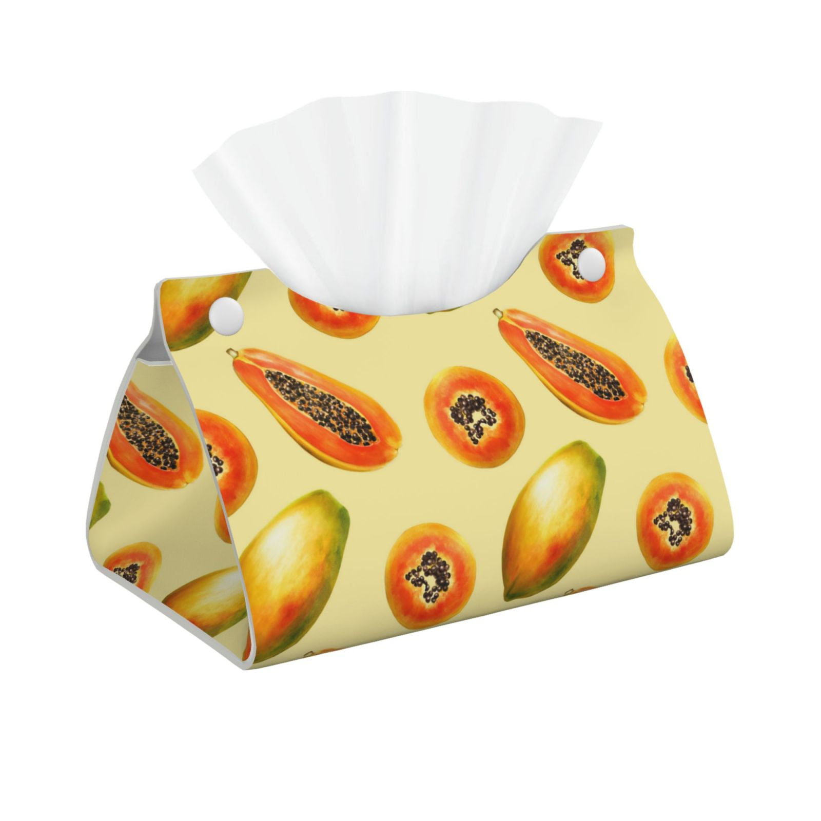 Leather Tissue Box Cover - Tropical Papaya fruit Long PVC Tissue Box ...