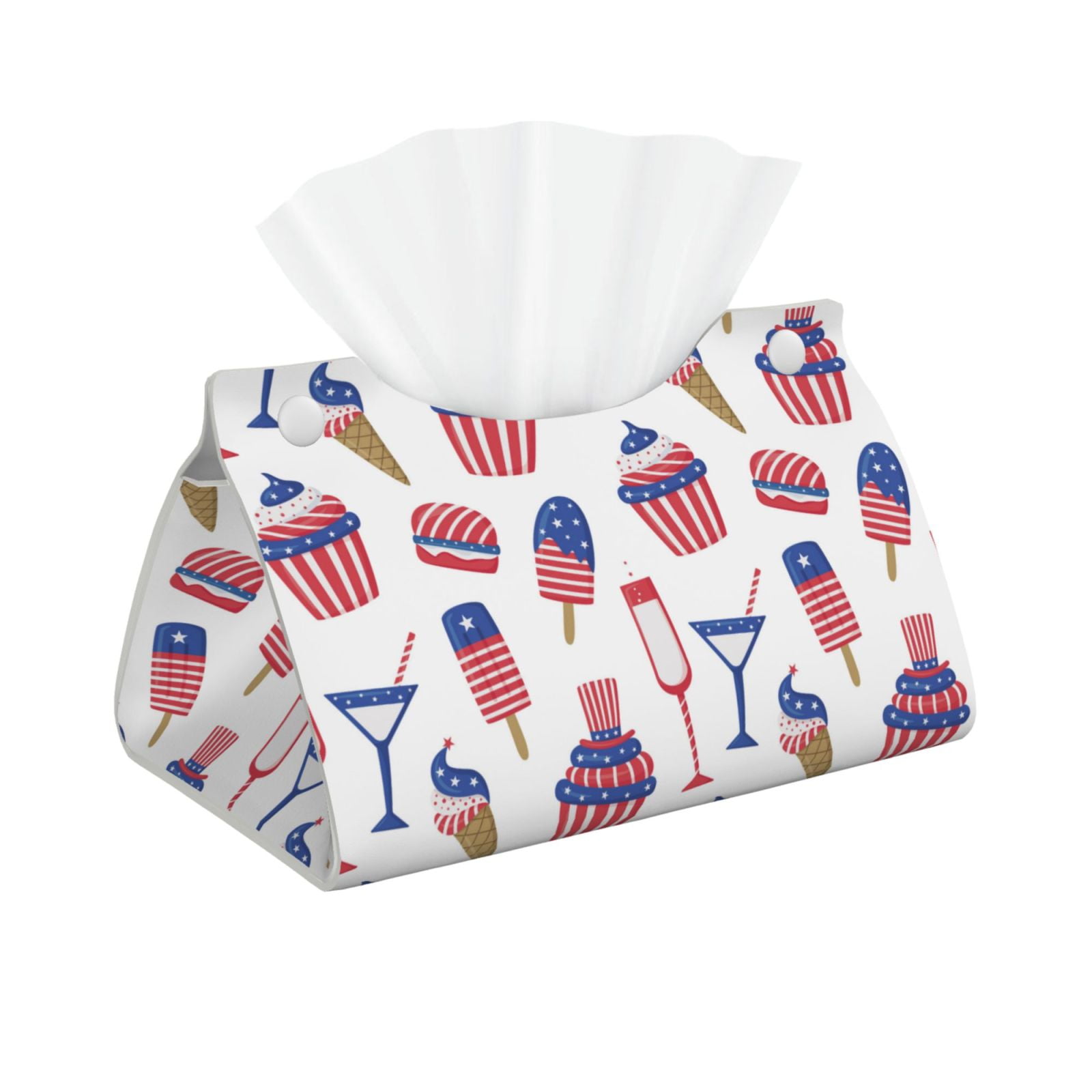 Leather Tissue Box Cover - USA Flag sugar cone Long PVC Tissue Box ...
