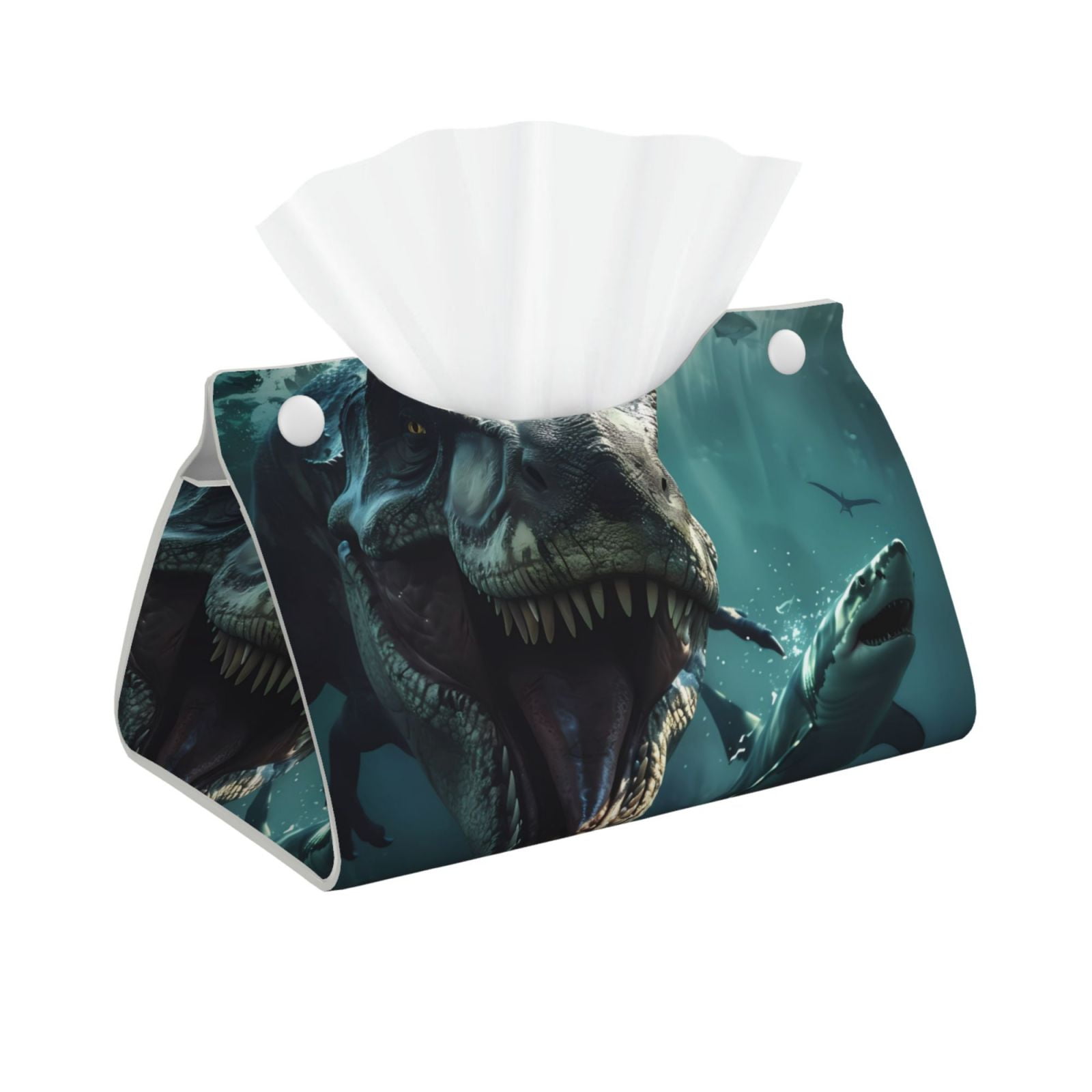 Leather Tissue Box Cover - Underwater Dinosaur Shark Long PVC Tissue ...