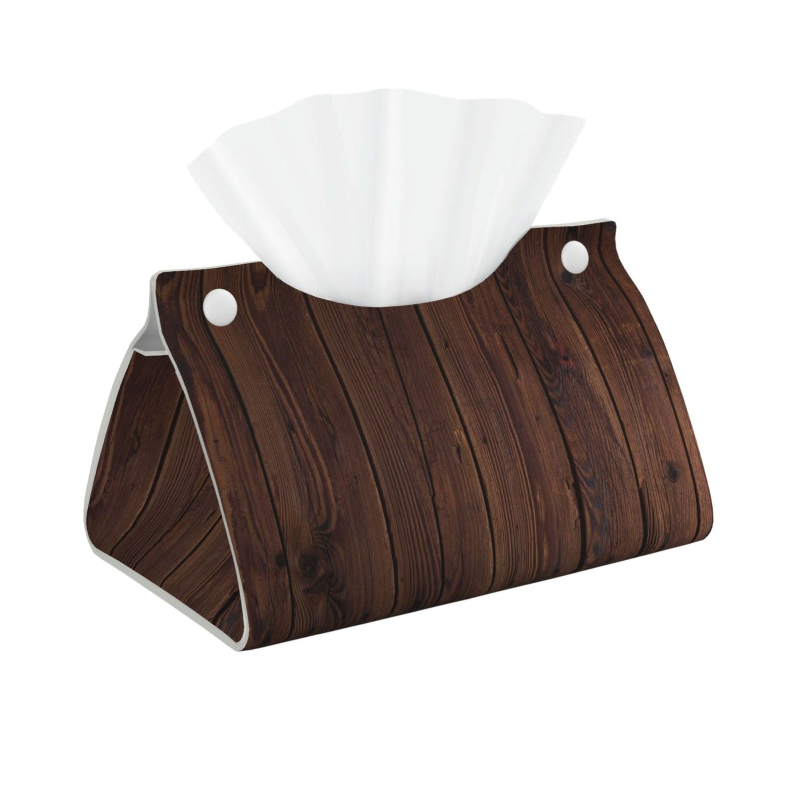 Leather Tissue Box Cover - Vintage Wood Long PVC Tissue Box Holder for ...