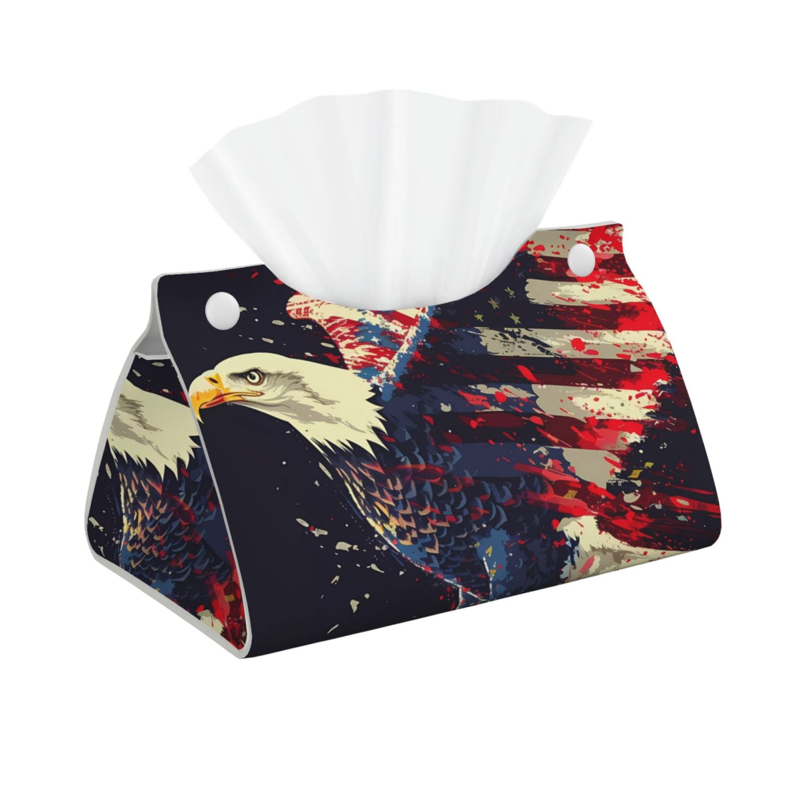 Leather Tissue Box Cover - Watercolor Bald Eagle Long PVC Tissue Box ...